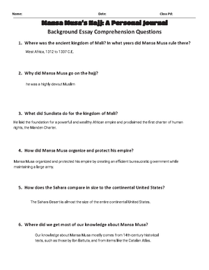 Isaiah Fernell - Mansa Musa’s Hajj Document Analysis - Document A ...