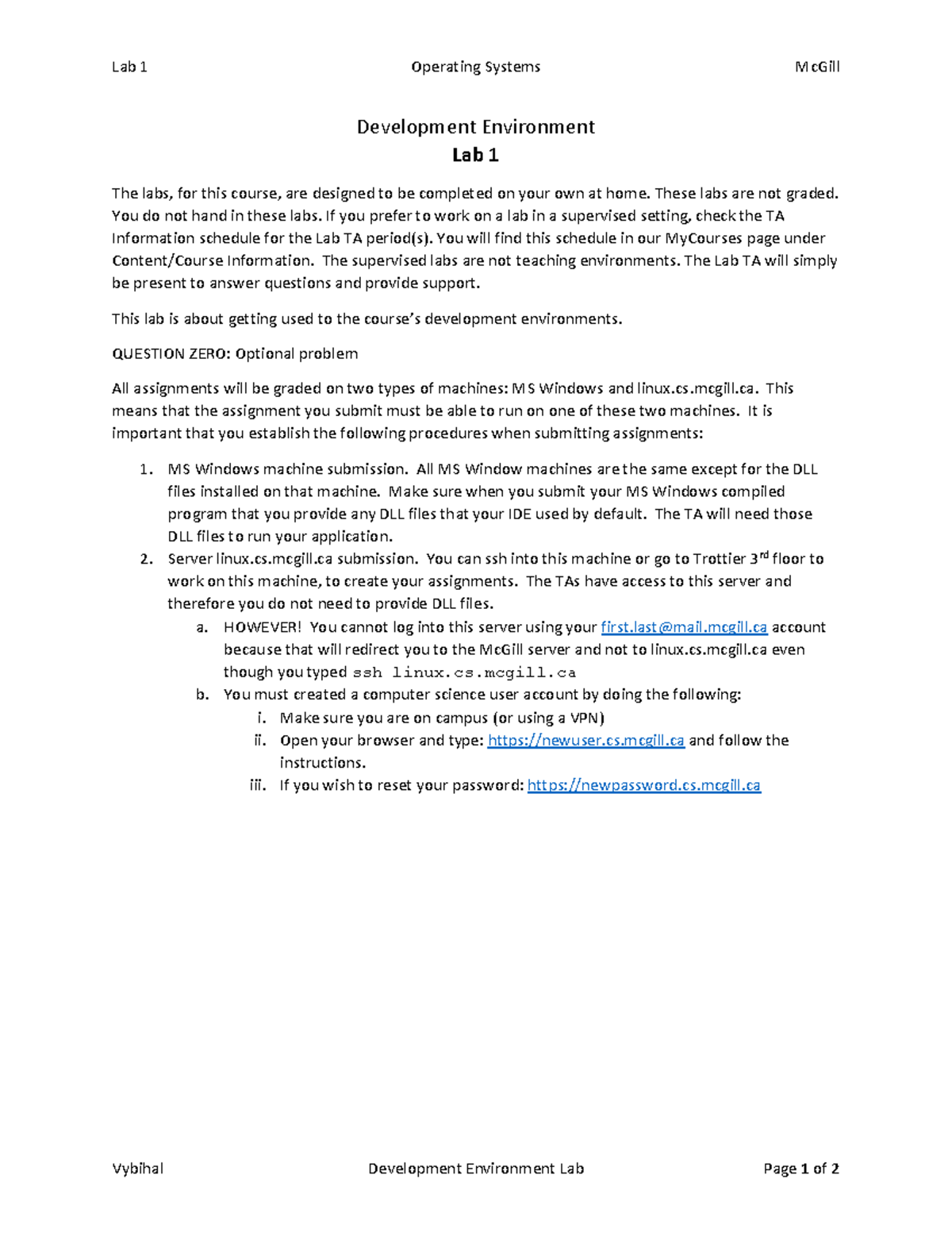 OS Lab 1 - Submissions - Lab 1 Operating Systems McGill Development ...