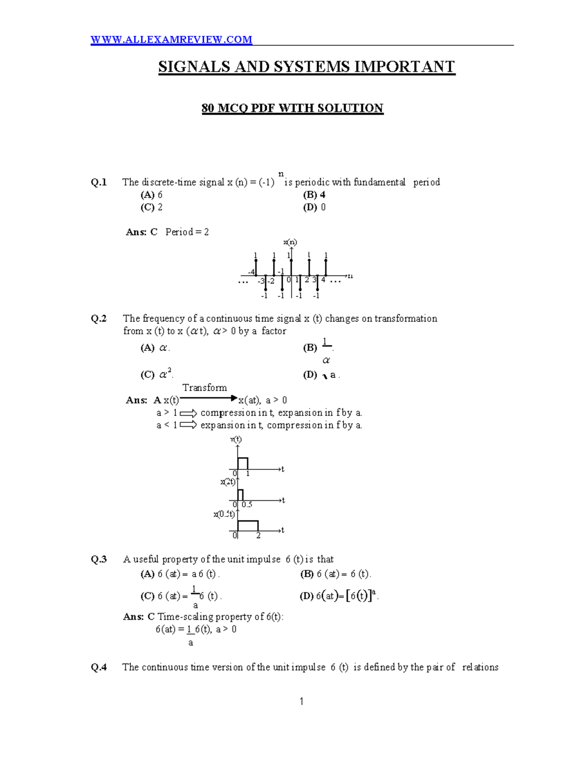 SS MCQ 80 Questions Signals And System Studocu