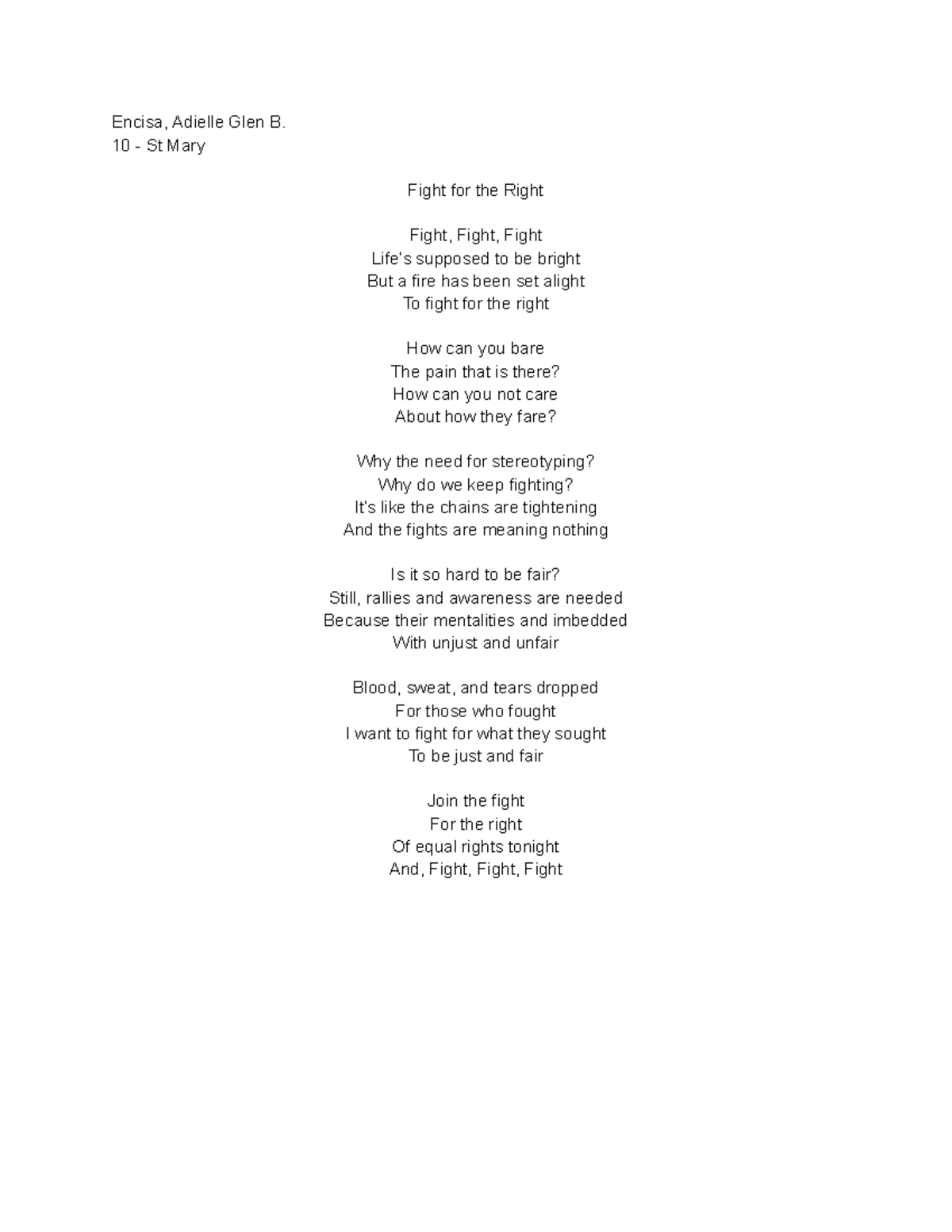 Poem sa AP - Encisa, Adielle Glen B. 10 - St Mary Fight for the Right ...
