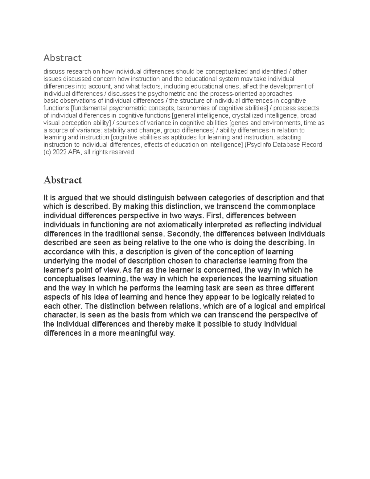 Sample Absrac - Abstract discuss research on how individual differences ...