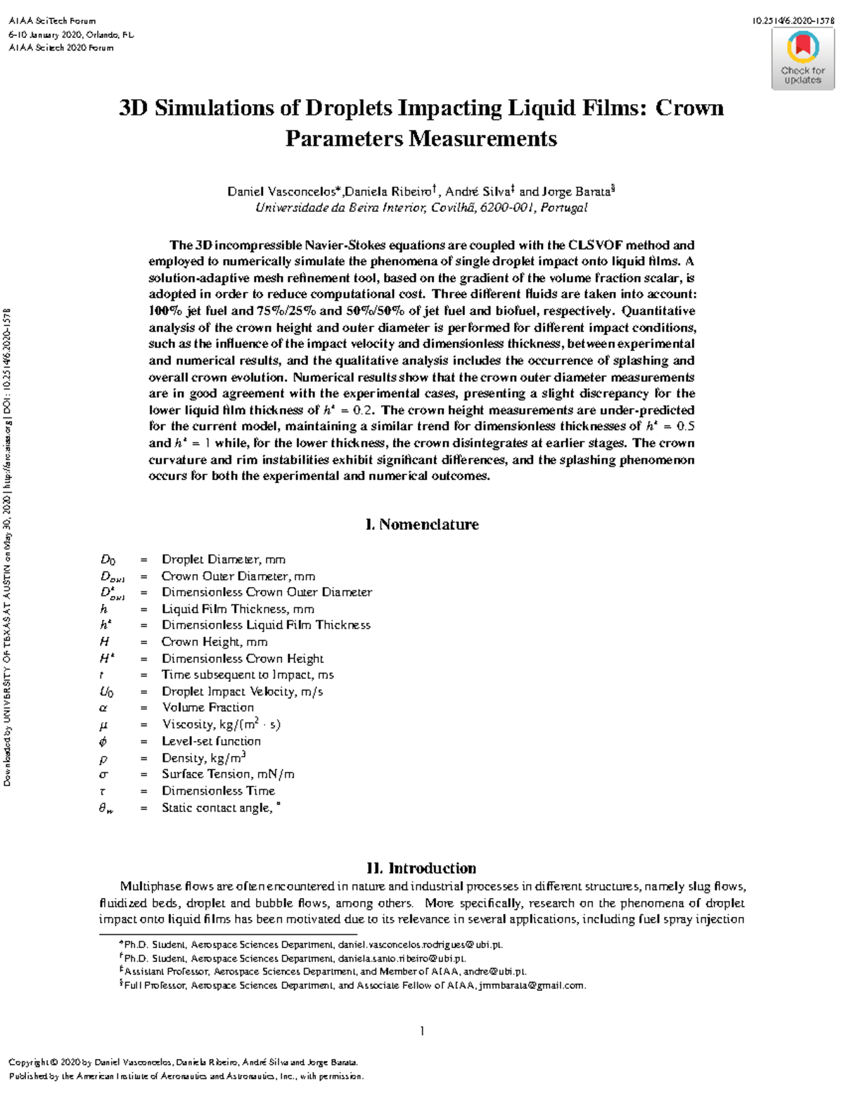 2020 3D Simulations of Droplets Impacting Liquid Films - A solution ...