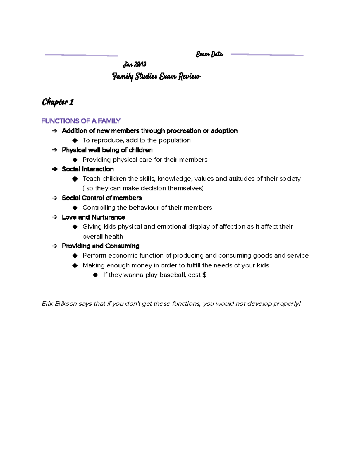 Copy of Family Studies Exam Review - Exam Date: Jan 29/ Family Studies ...