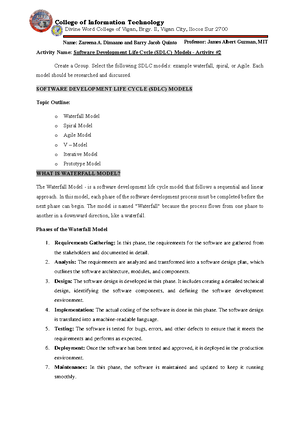 SDLC - Activity #1 - Please, give citation if you copy this. - Divine ...