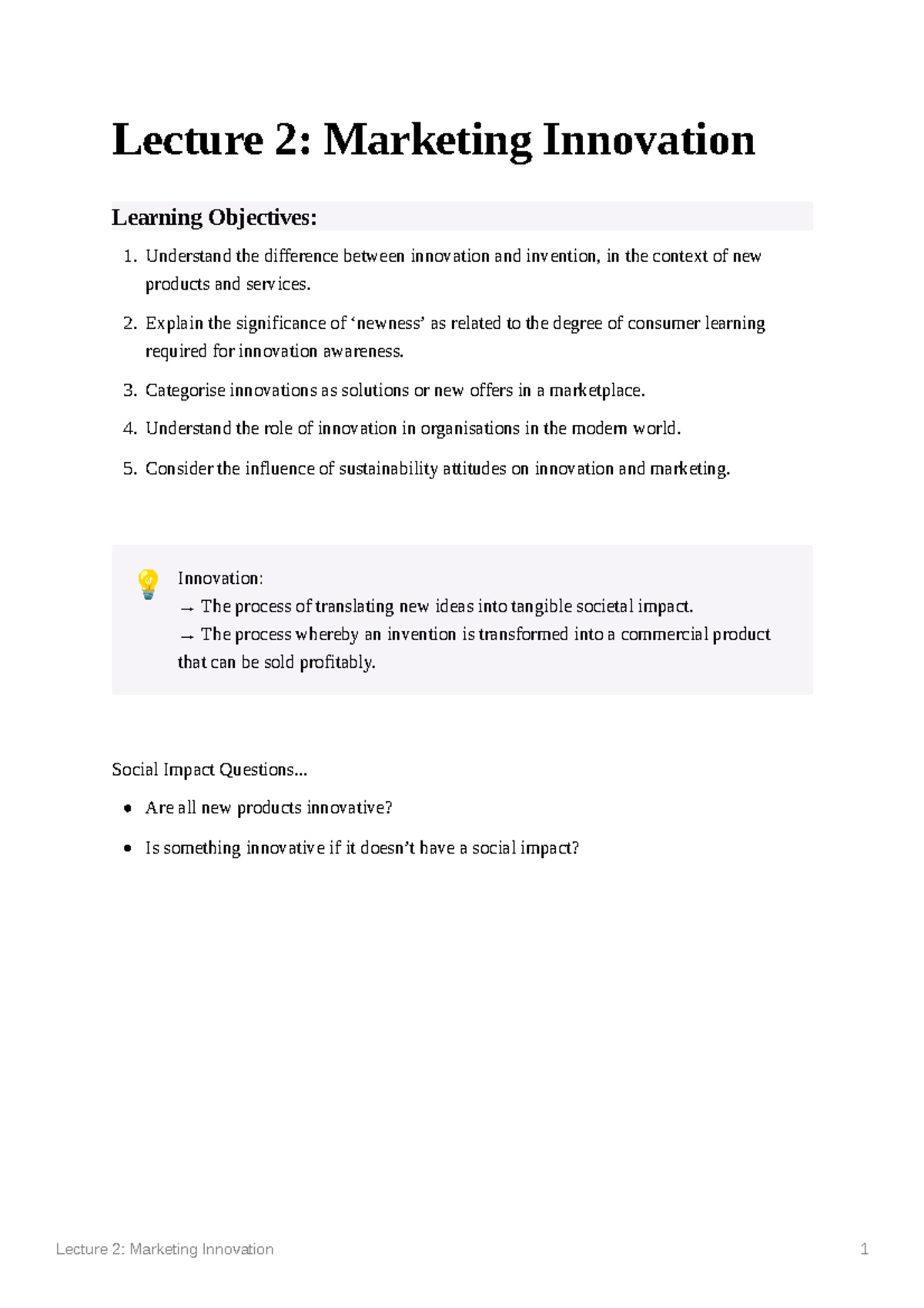 Marketing Innovation - Marketing Management - University of Otago - Studocu