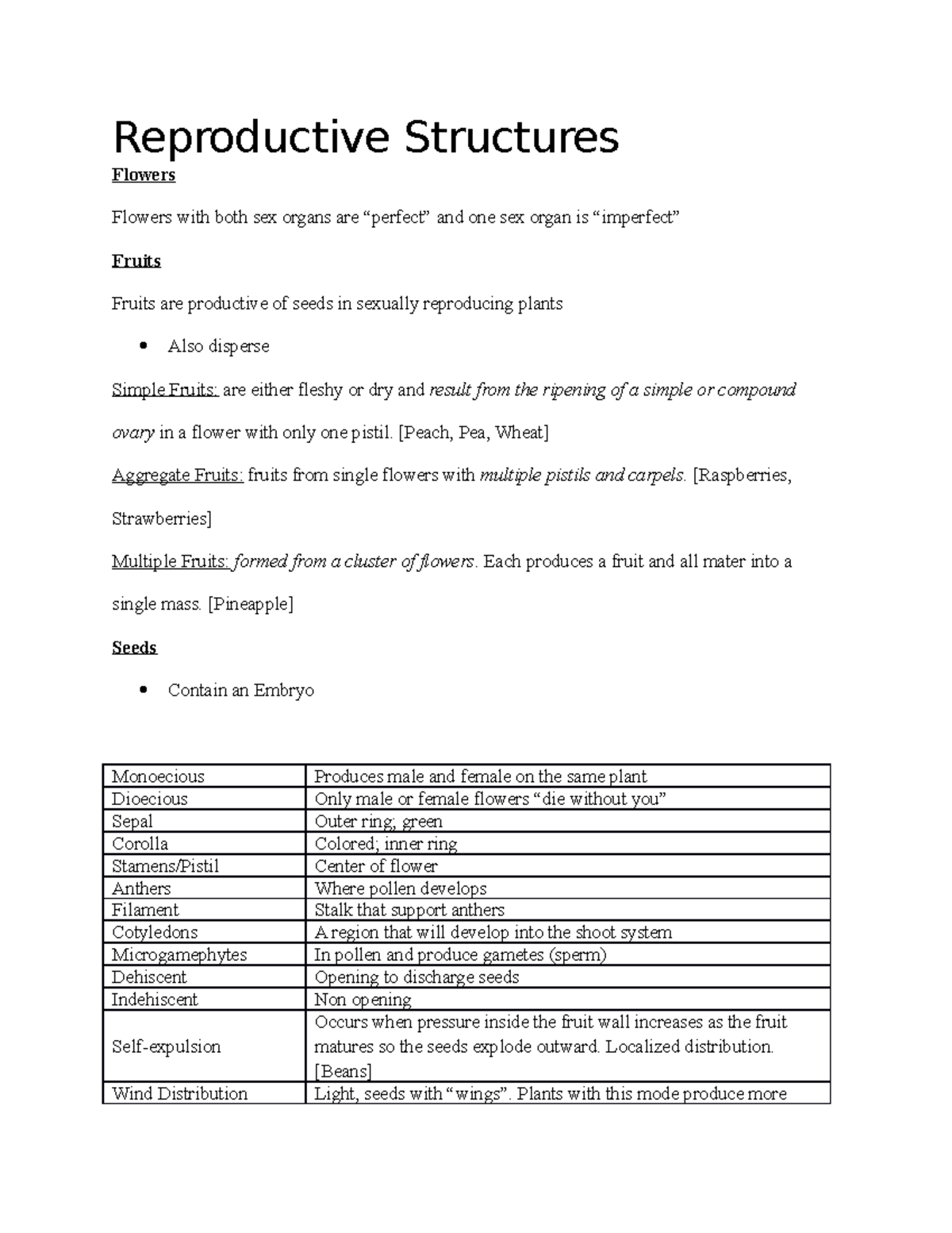 Reproductive Structures - Reproductive Structures Flowers Flowers with ...