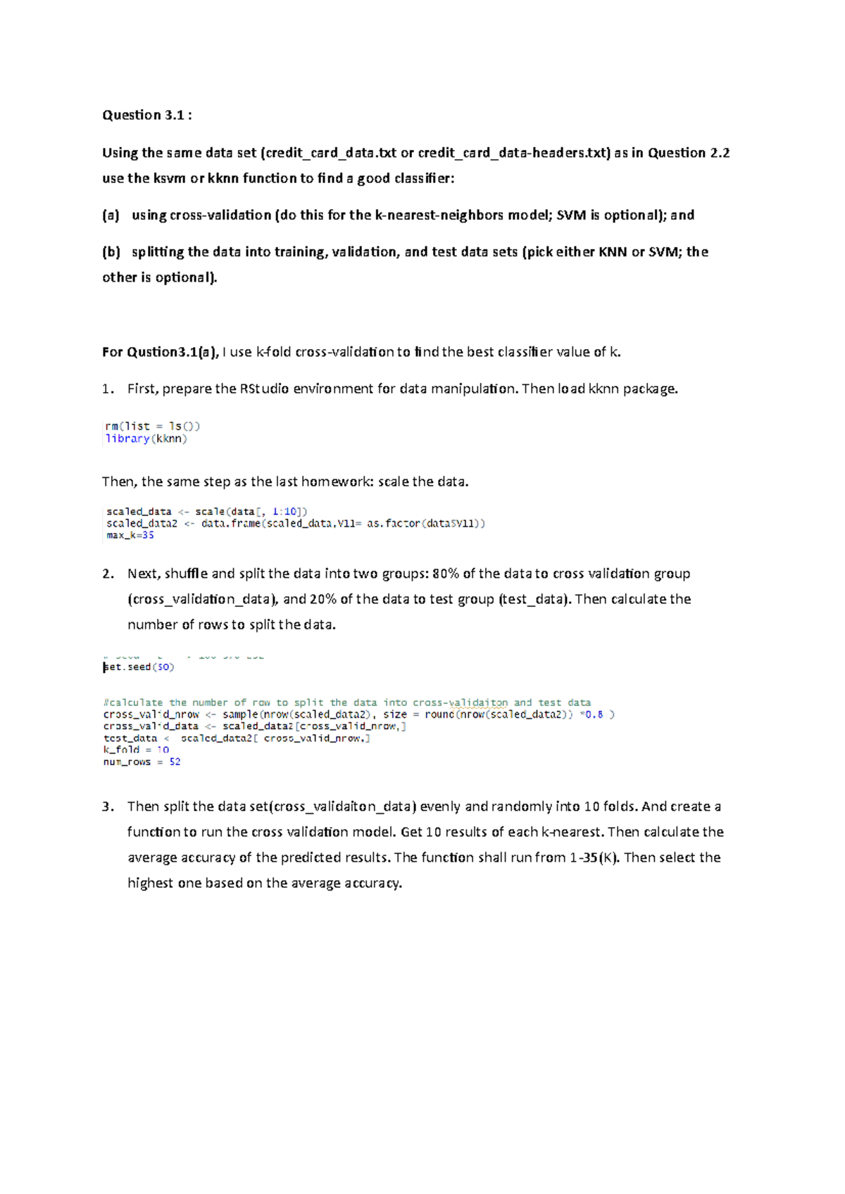 Hw2-sp24 - homework - Question 3 : Using the same data set (credit_card_data or - Studocu