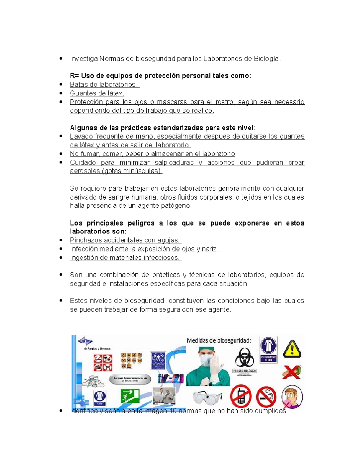 Actividad DE Laboratorio - Investiga Normas de bioseguridad para los ...