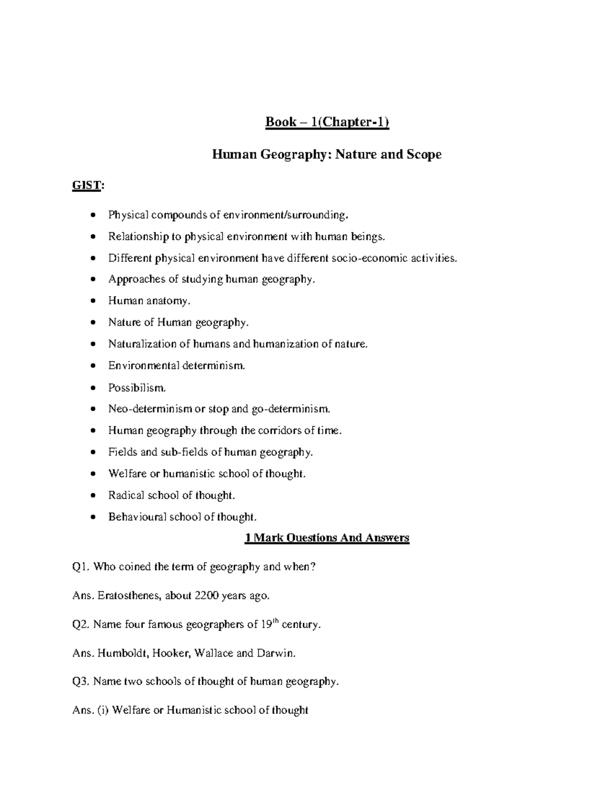 Geography BOOK-1 (Eng)12 - Book – 1(Chapter-1) Human Geography: Nature ...