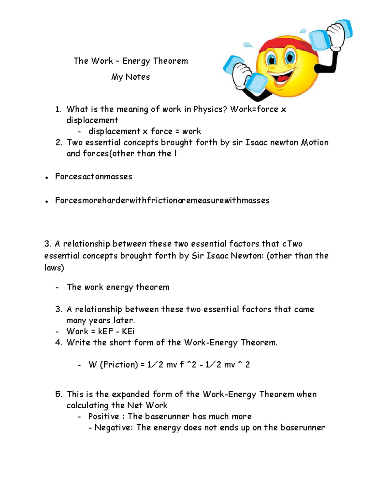 The Work-Energy Theorem My Notes - The Work – Energy Theorem My Notes ...
