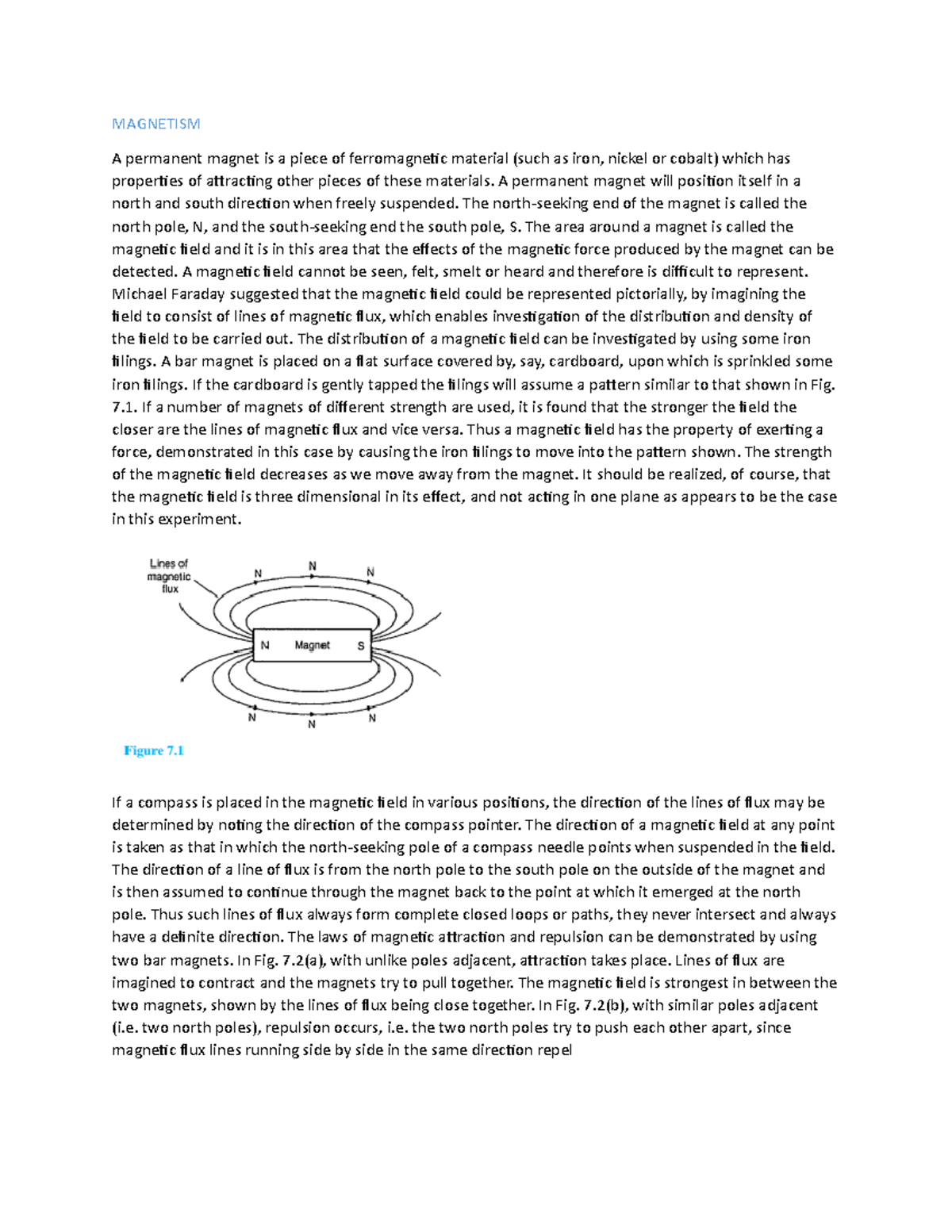 Magnetism - notes - MAGNETISM A permanent magnet is a piece of ...