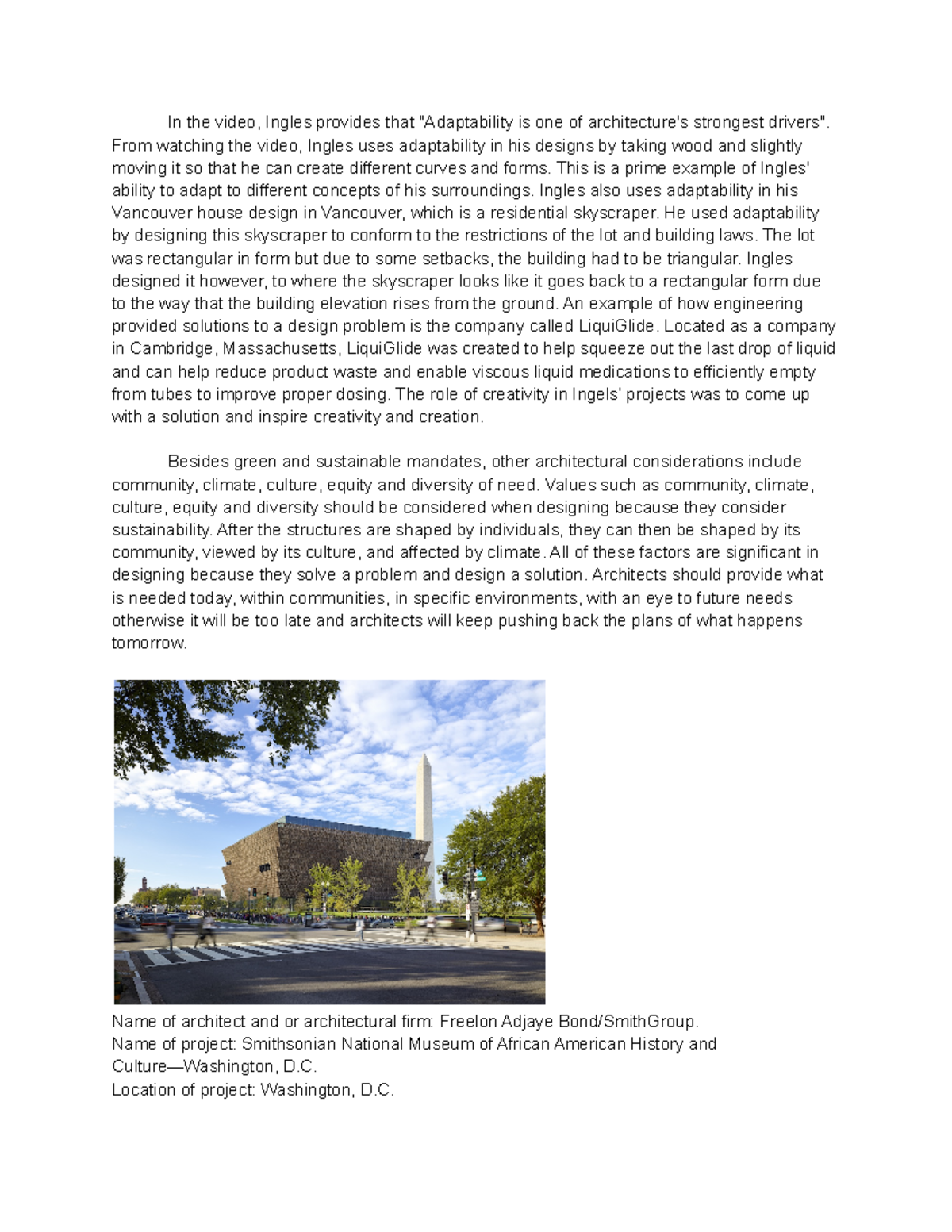 Lesson 14 Green Architecture - In the video, Ingles provides that ...