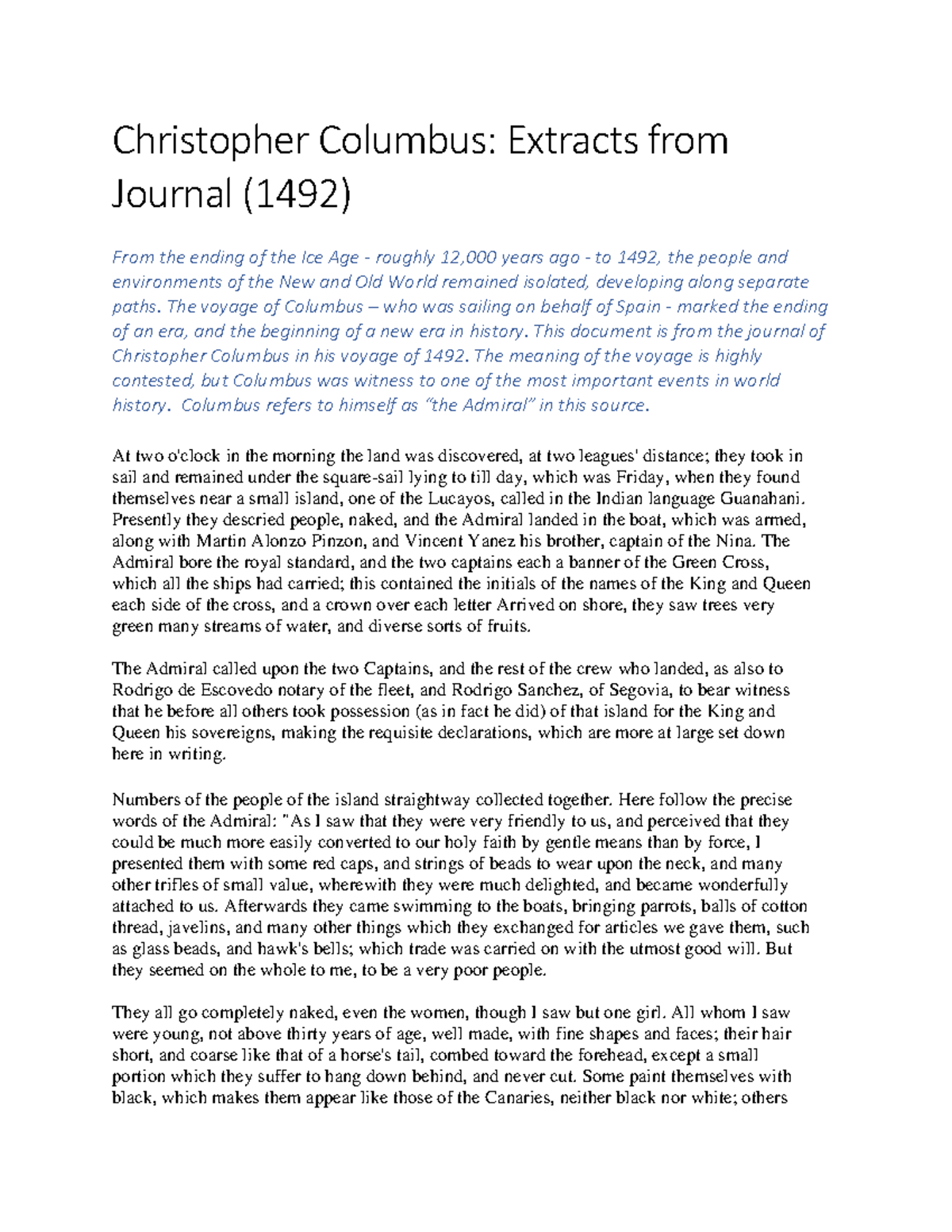 Christopher Columbus - this si - Christopher Columbus: Extracts from ...