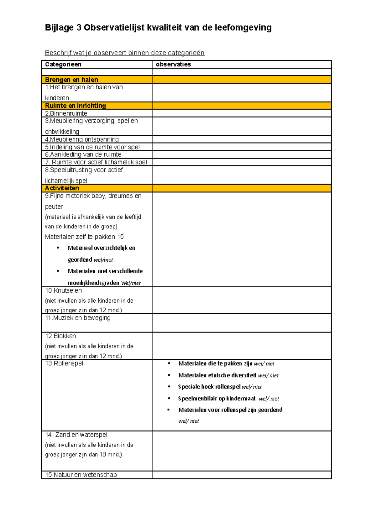 Observatieformulier kwaliteit van de leefomgeving - Bijlage 3 ...