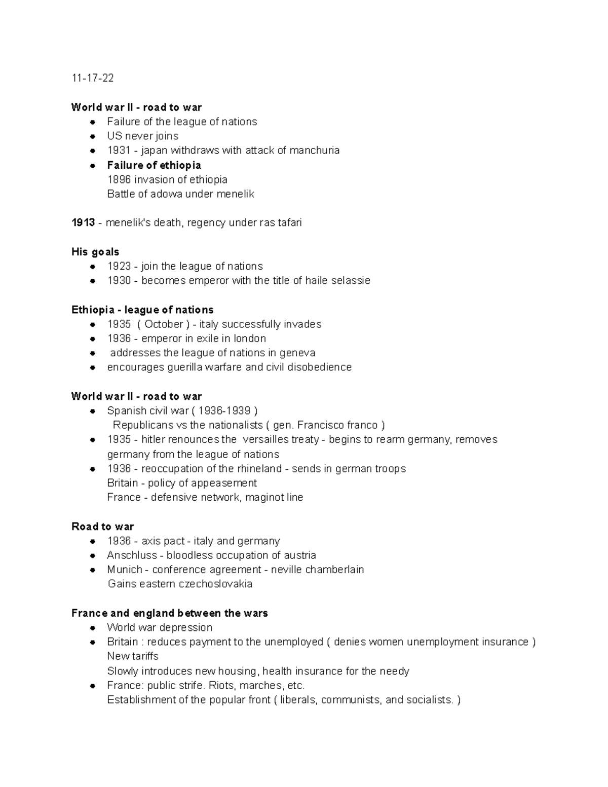 History - test and chapter notes - 11-17- World war II - road to war ...