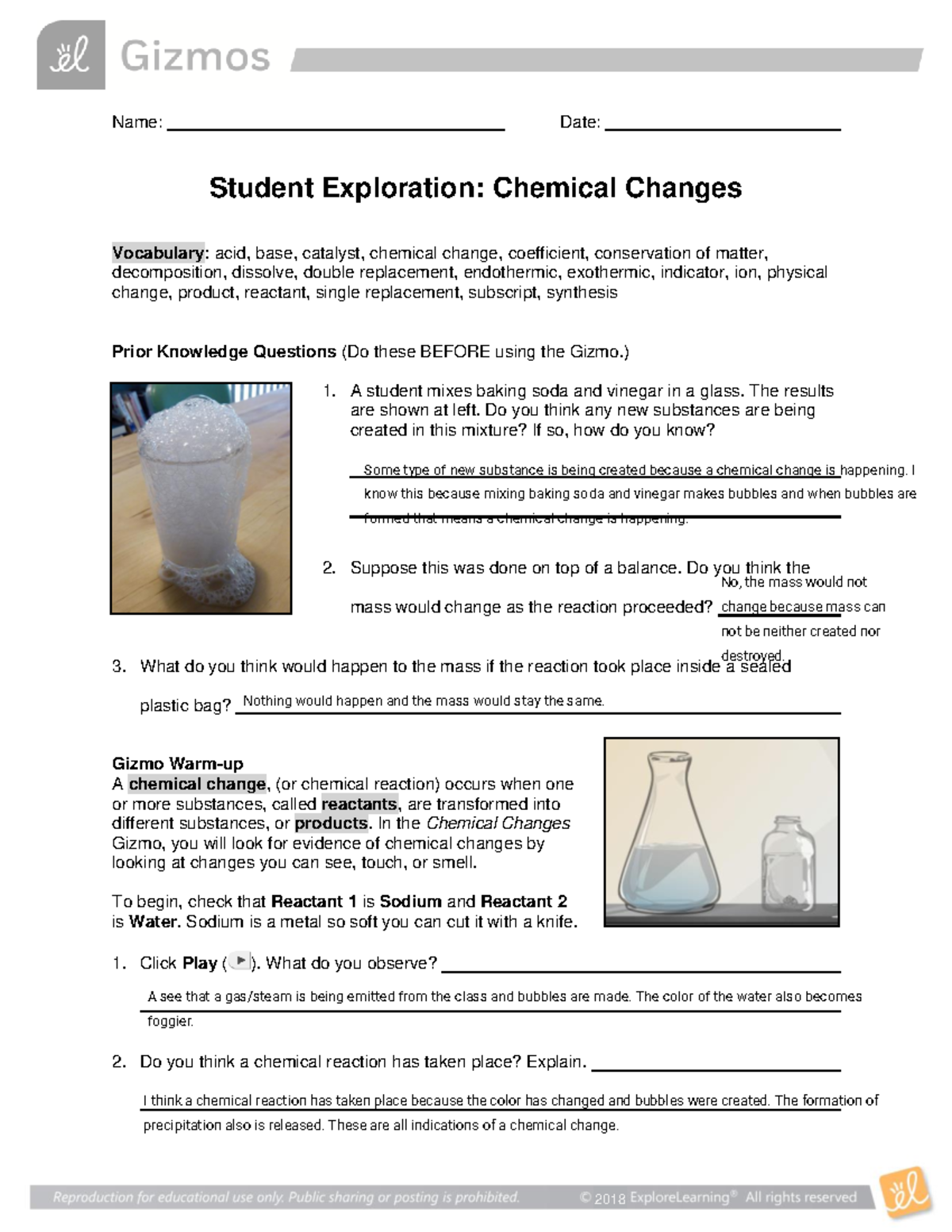 Kami Export - Chemical Changes SE - Name: Date: Student Exploration ...