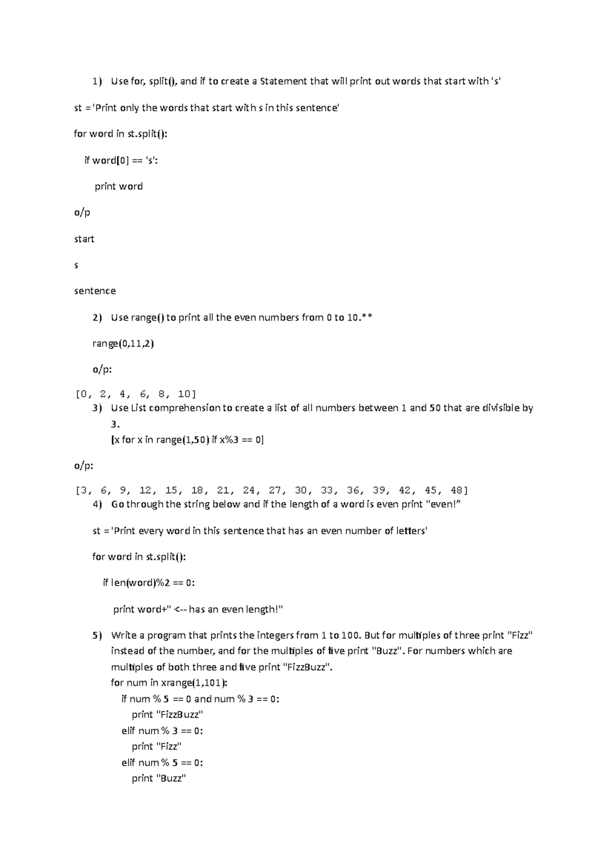 Exercise programsmaterial notes with theory and problems from text ...
