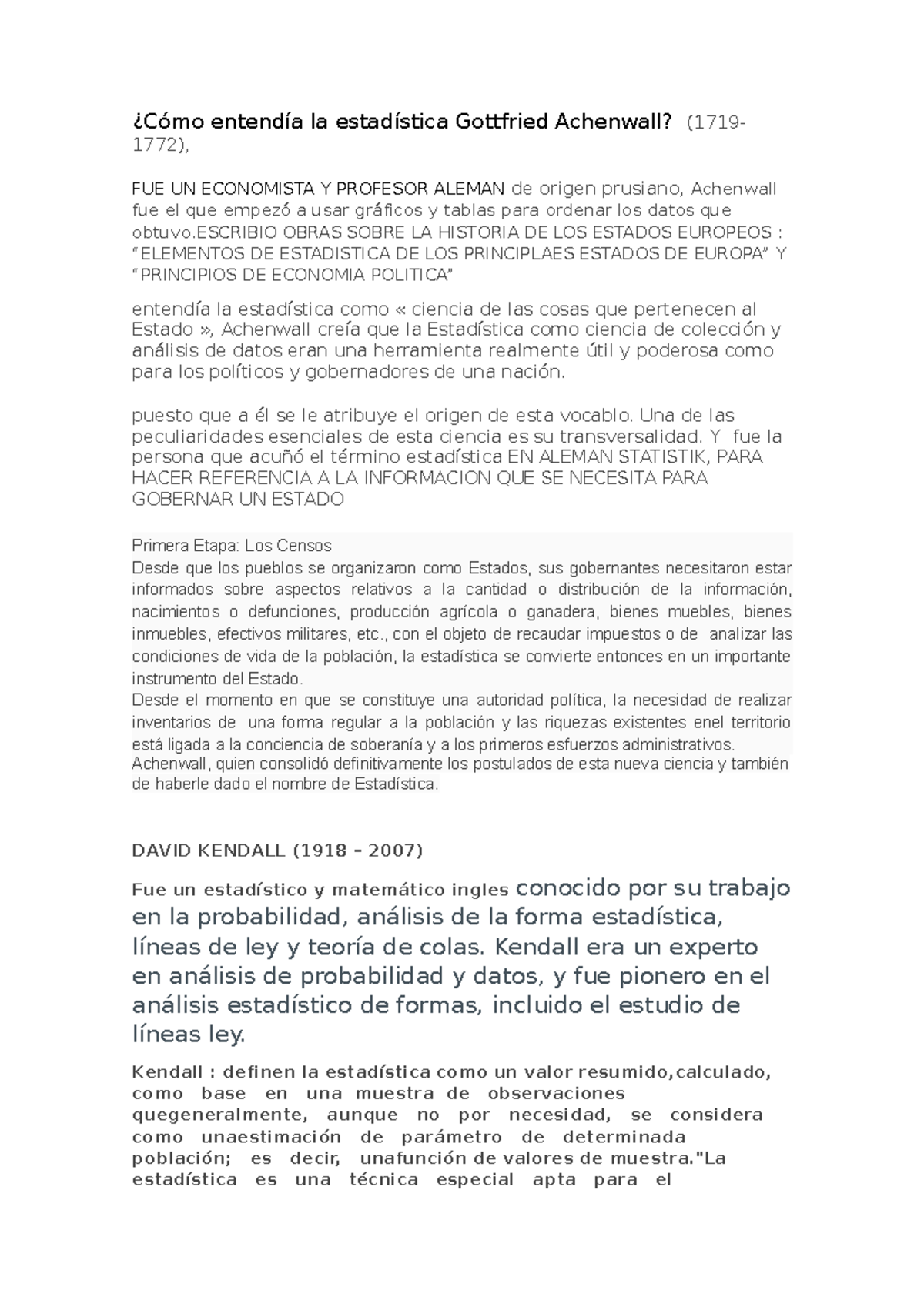 RES - resumen - ¿Cómo entendía la estadística Gottfried Achenwall ...