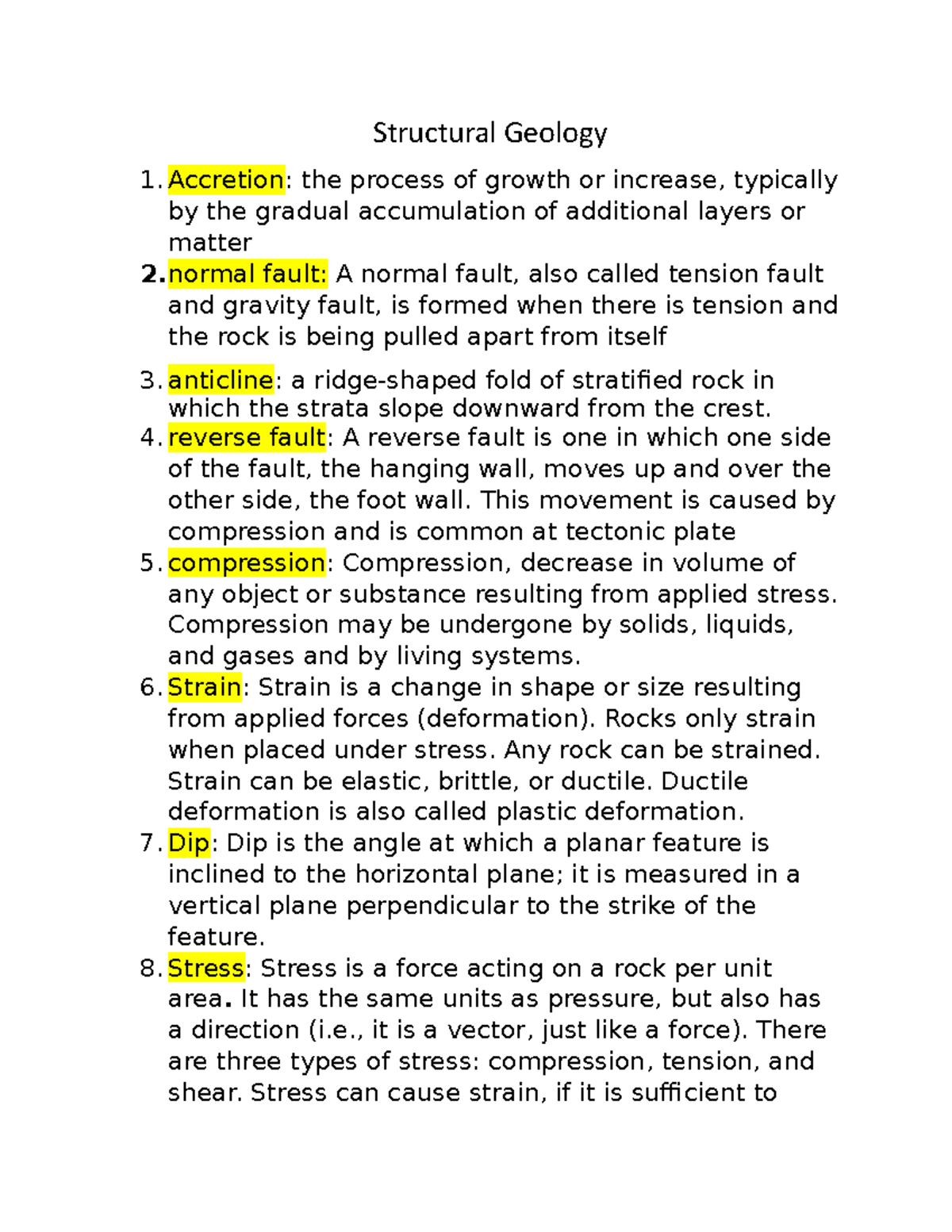 Structural Geology vocabulary - Structural Geology Accretion: the ...