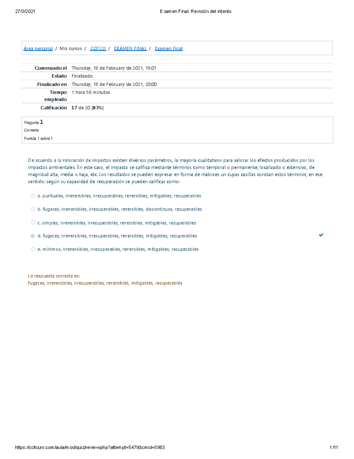 Solucionario Examen Final EIA - Área personal / Mis cursos / CO722I / EXÁMEN FINAL / Examen ...