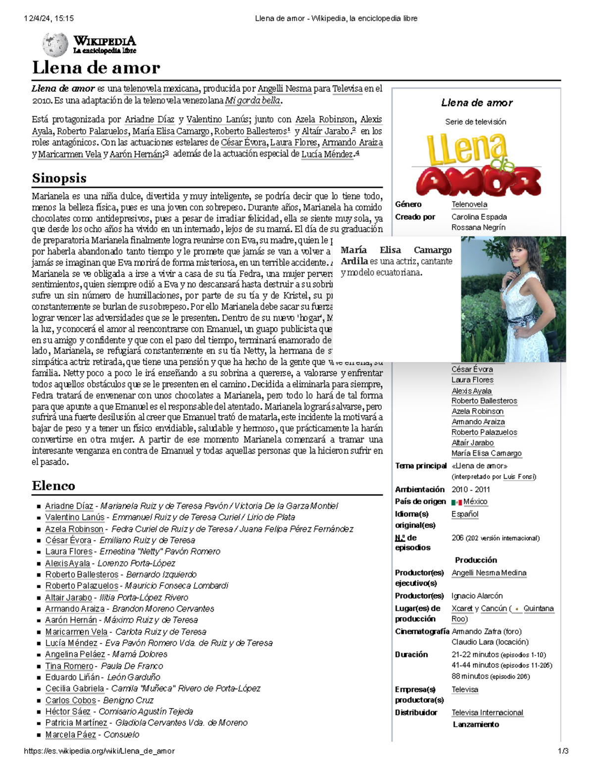 333333333333333 - 12/4/24, 15:15 Llena de amor - Wikipedia, la ...