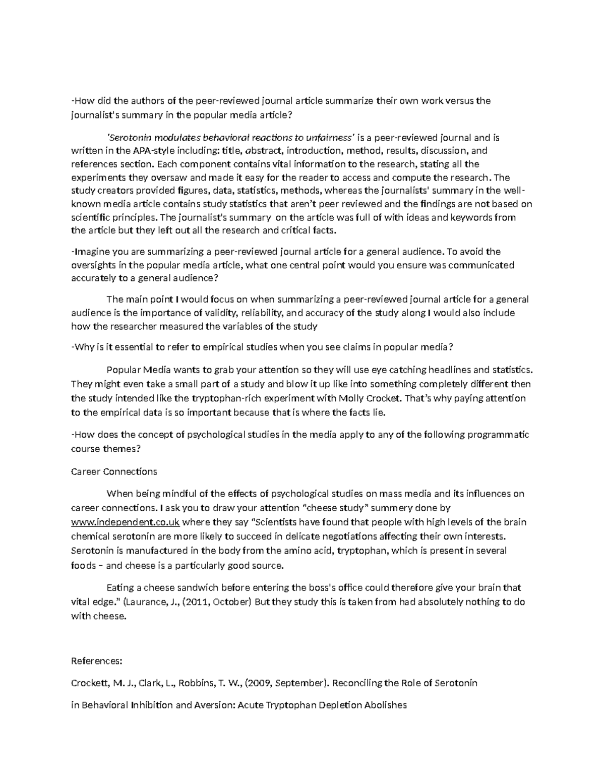 Diss 3-2 - discussion on cheese -How did the authors of the peer ...