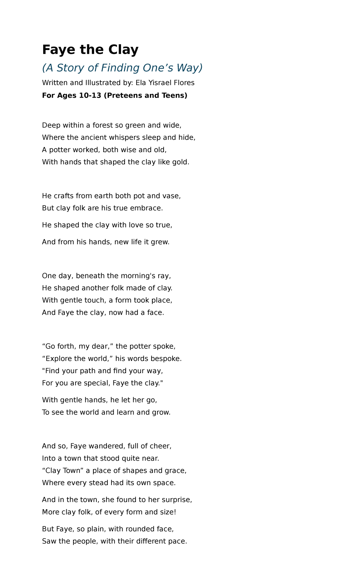 Faye the Clay - Narrative Poem - Faye the Clay (A Story of Finding One ...