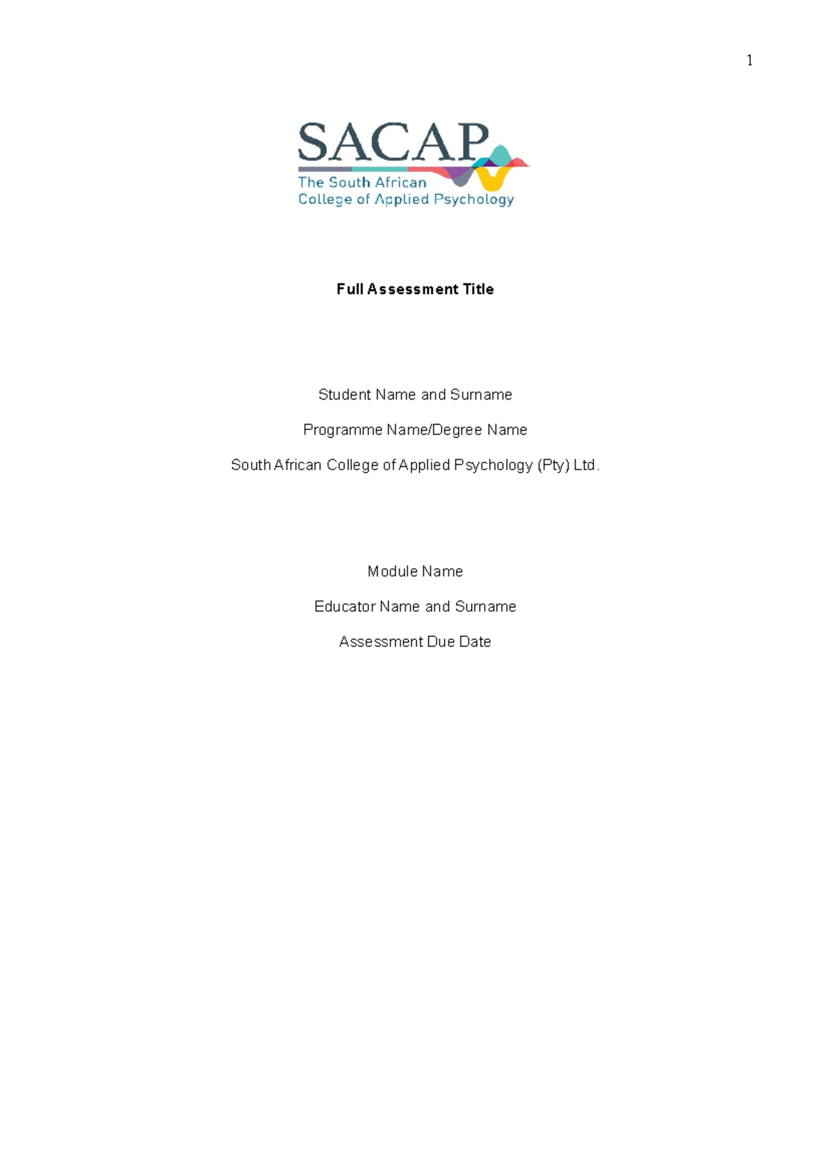 Updated APA7 Assessment Template (For Students) - Full Assessment Title ...