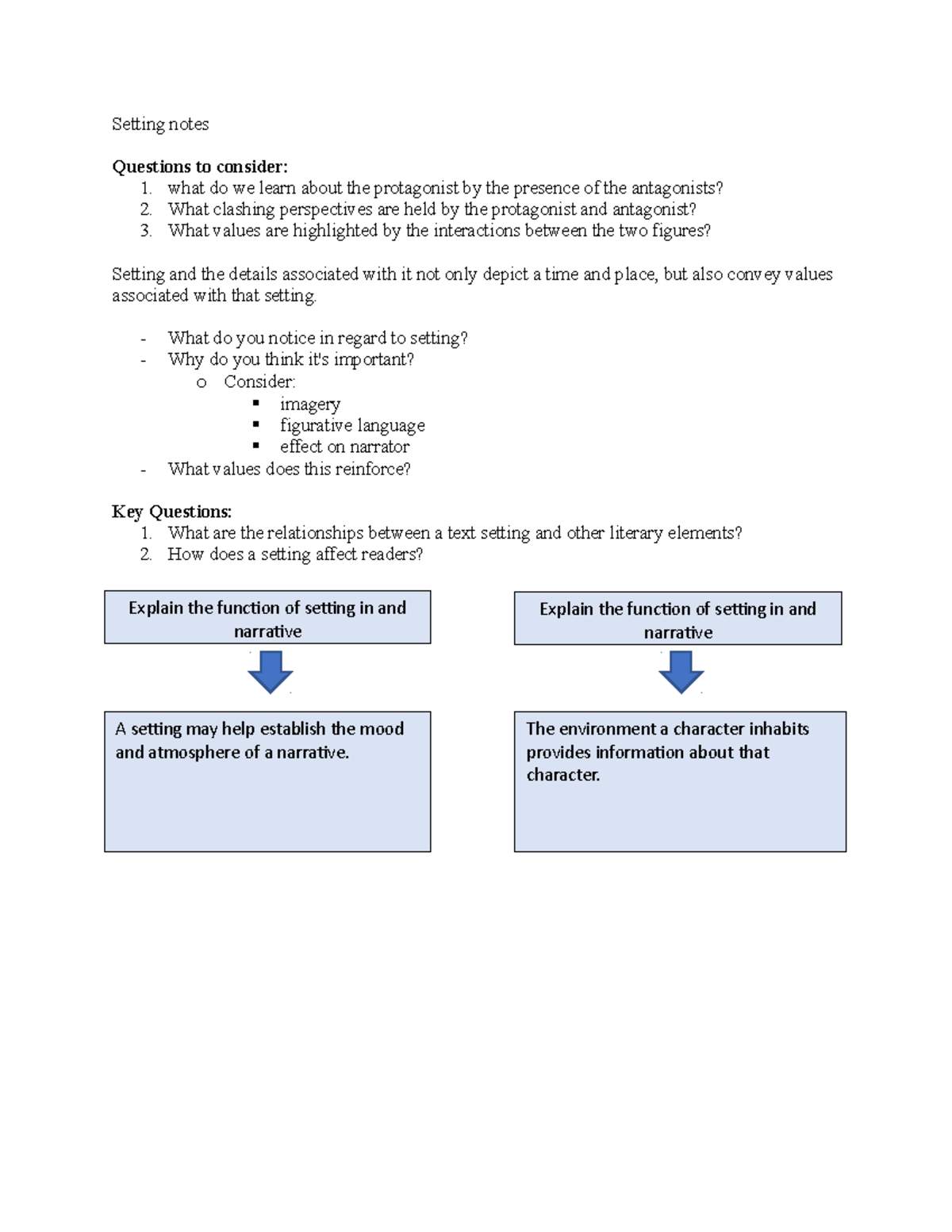 Setting notes - Setting notes Questions to consider: 1. what do we ...