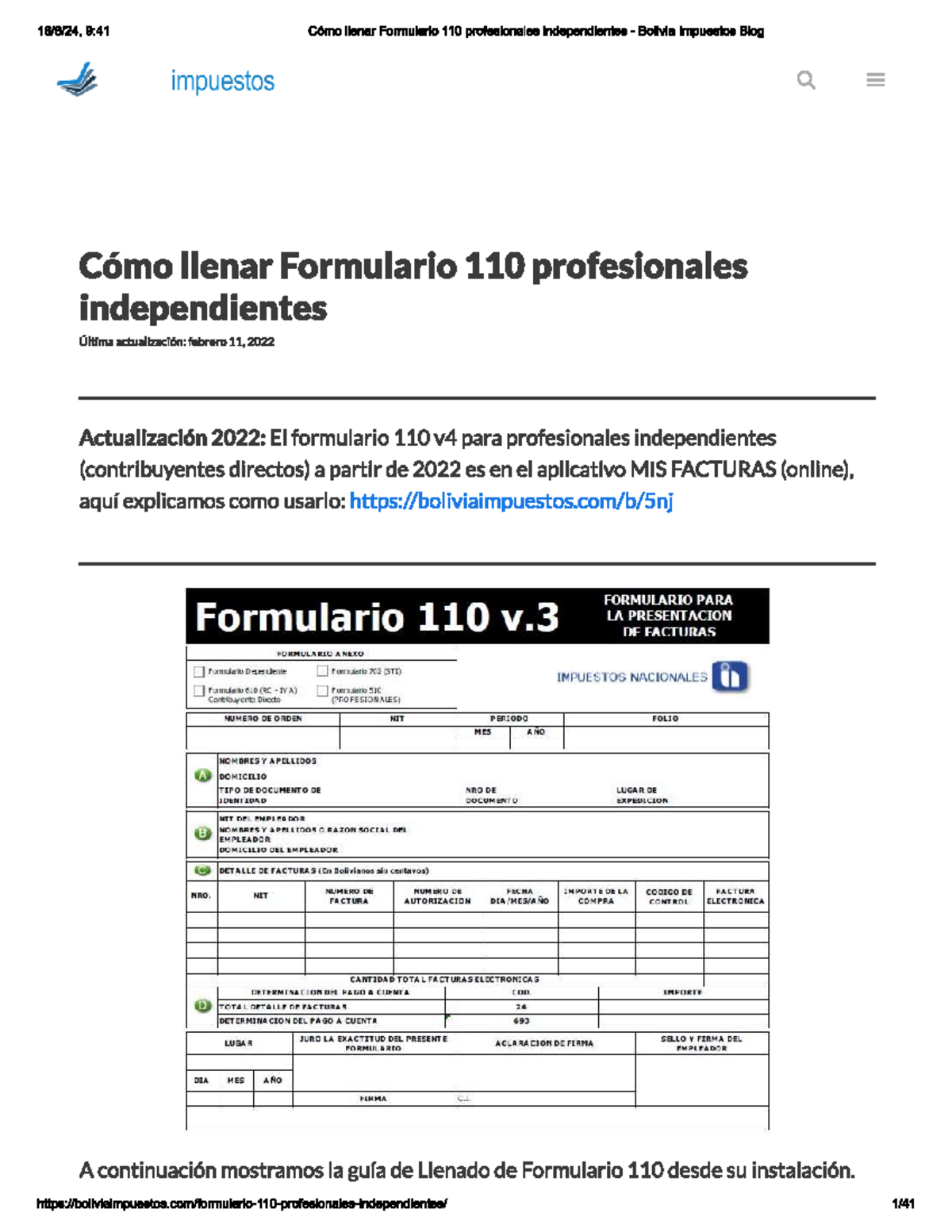 GUIA Llenado 110 - GUIA PRACTICA PARA LLENAR EL FORMULARIO 110 - 9:41 ...