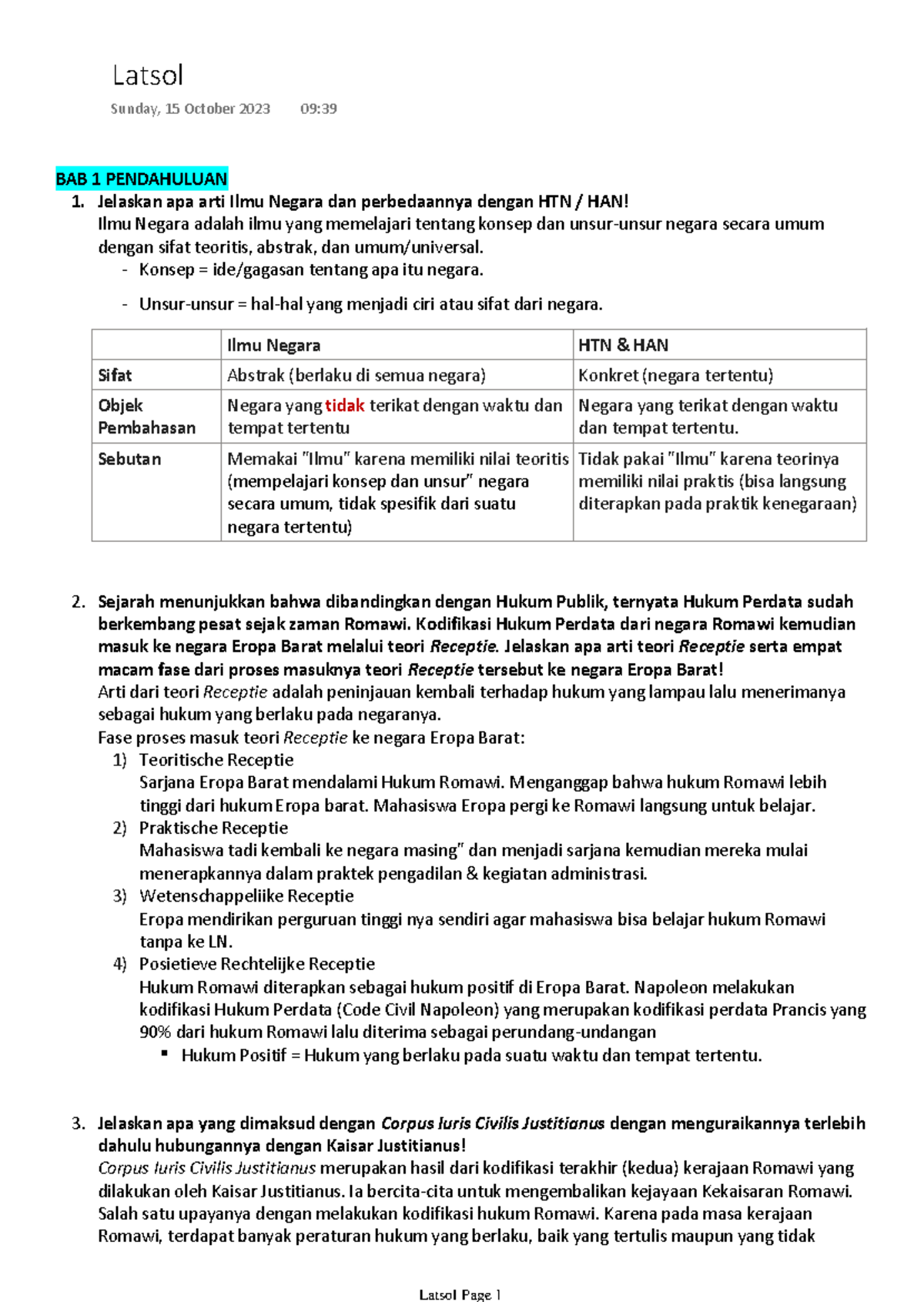 Latsol UTS Ilmu Negara (Ilneg) UI 2023 - BAB 1 PENDAHULUAN Jelaskan apa arti Ilmu Negara dan ...