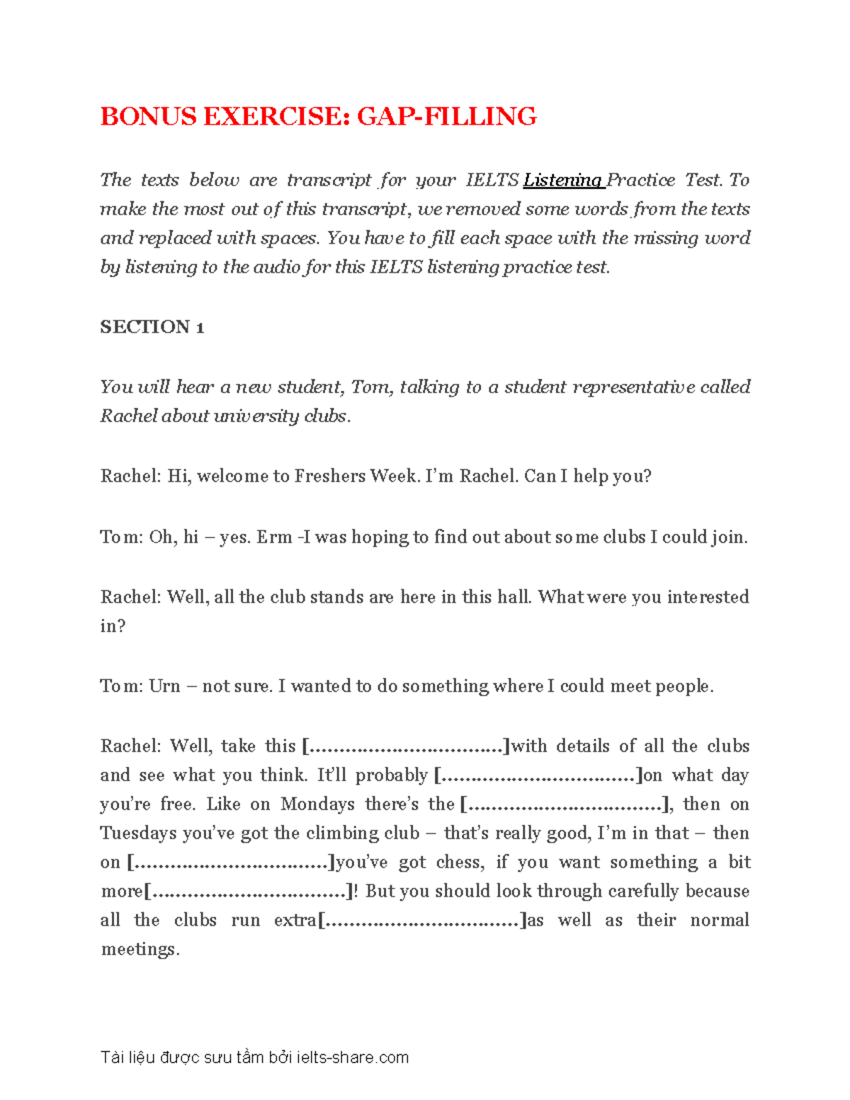 Script - hhhhhhhhhhhhhhhhhhhhhhhhhh - BONUS EXERCISE: GAP-FILLING The ...