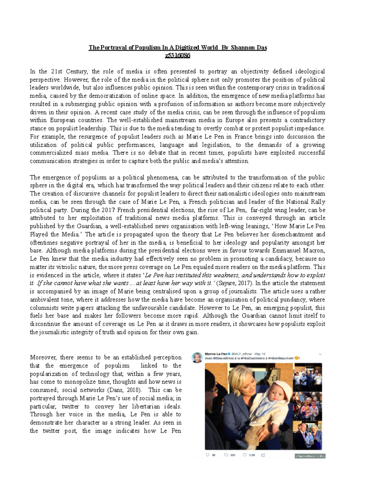 Populism in Media: Essay Answer and Question - The Portrayal of ...