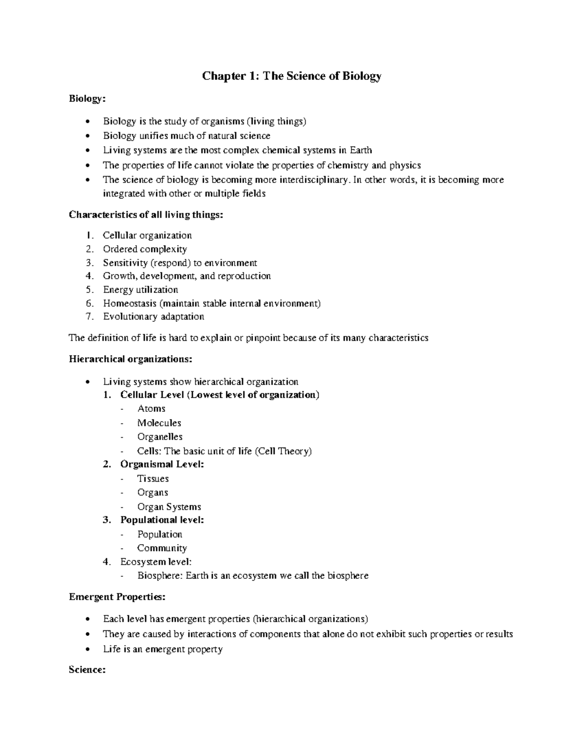 Biology Chapter 1 - Chapter 1: The Science of Biology Biology ...