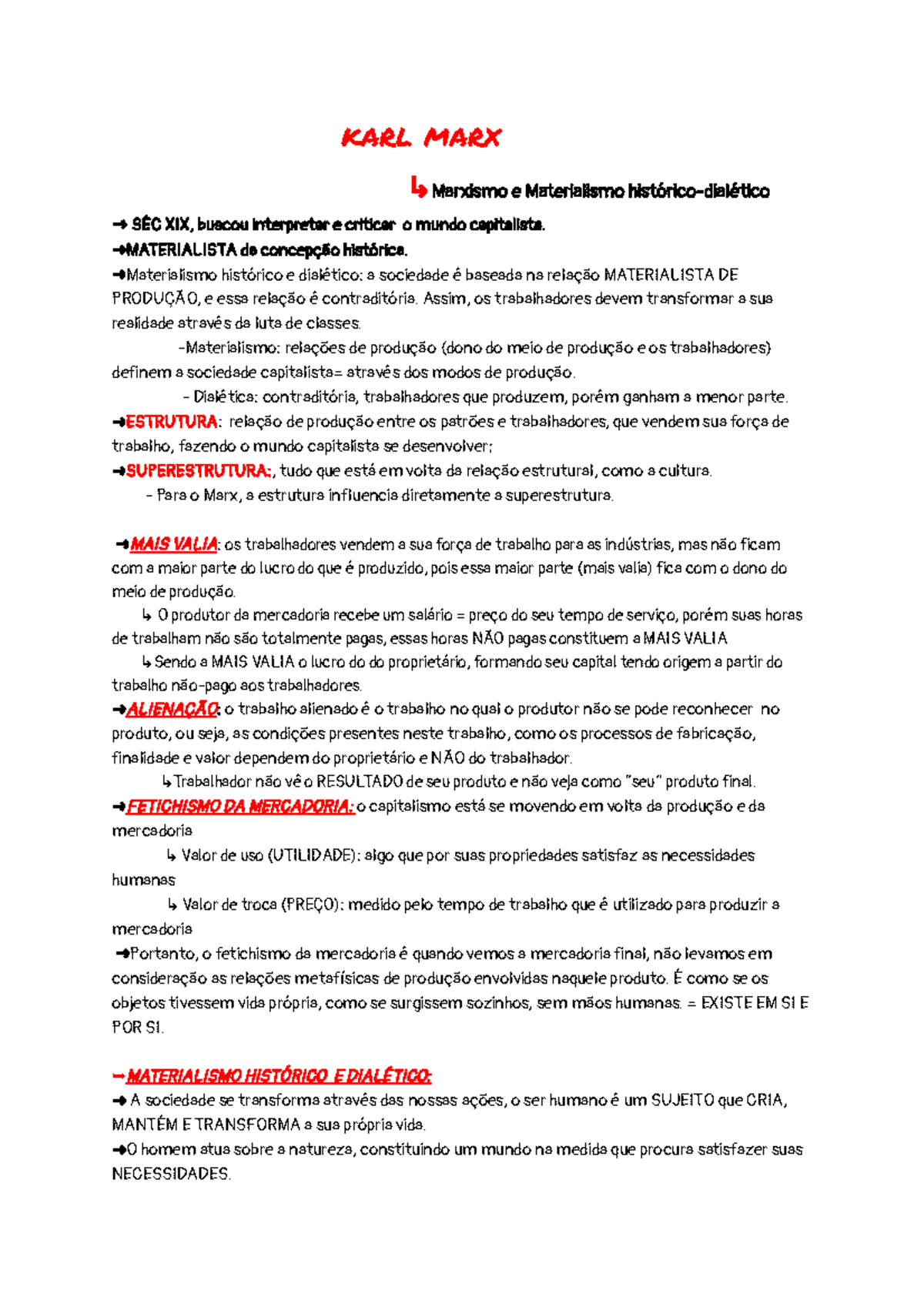 Karl marx - resumo basico sobre Karl marx - Ciências Sociais - UNIP ...