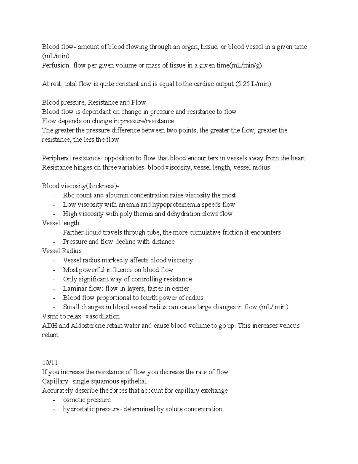 Anatomy 10 06 - lecture - Blood flow- amount of blood flowing through ...