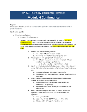 Modules 8 Continuance - Biostatistics Practice Problems and worksheets ...
