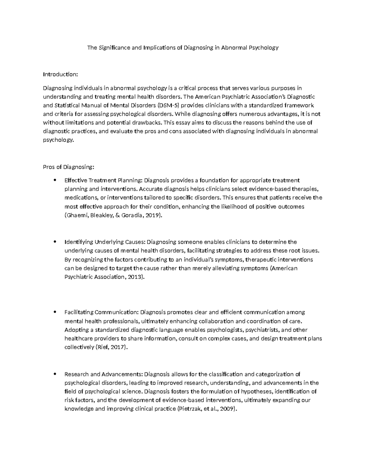 Unit 1 L.J. Psychopathology - The Significance and Implications of ...