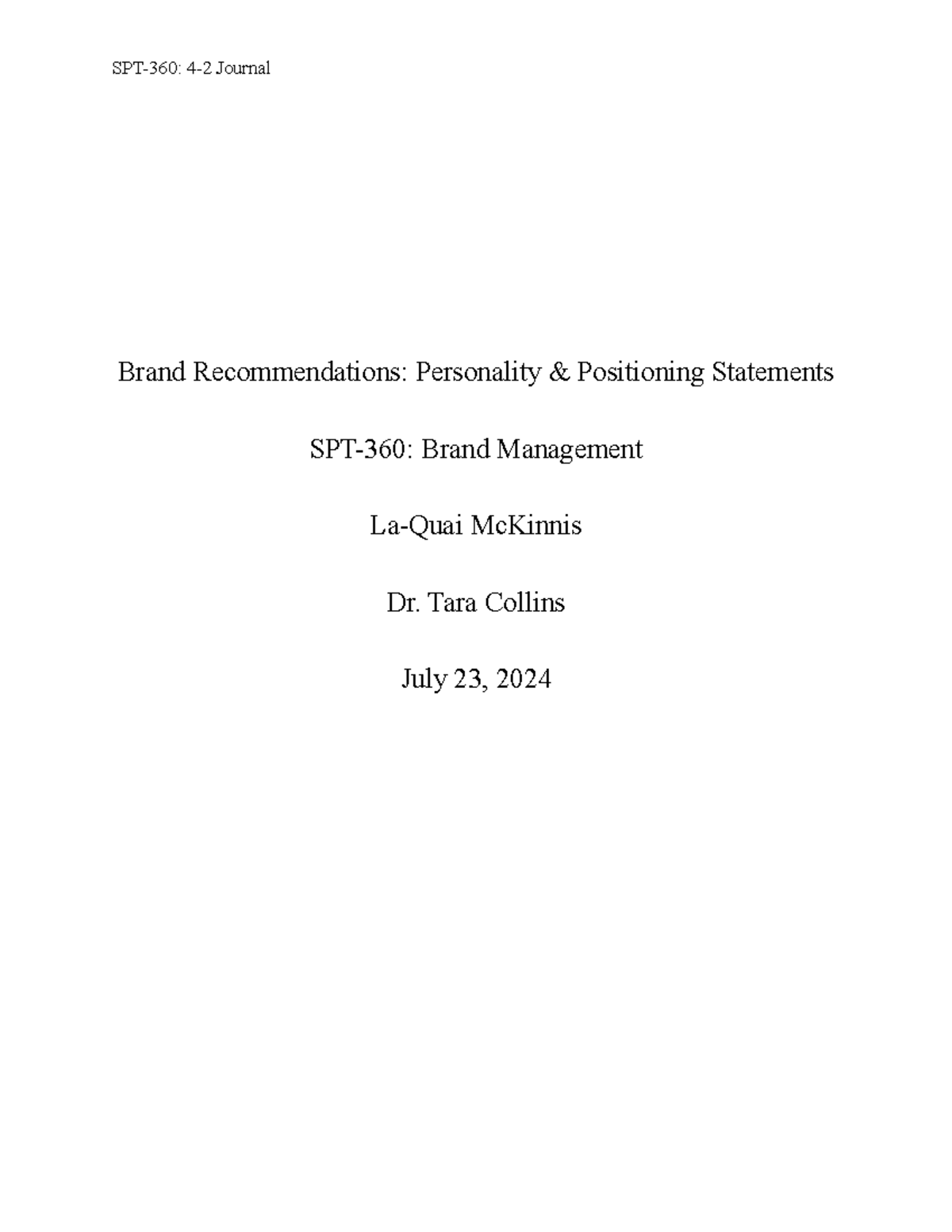 SPT 360 M4 - Do Not Copy: Grade A - Brand Recommendations: Personality ...