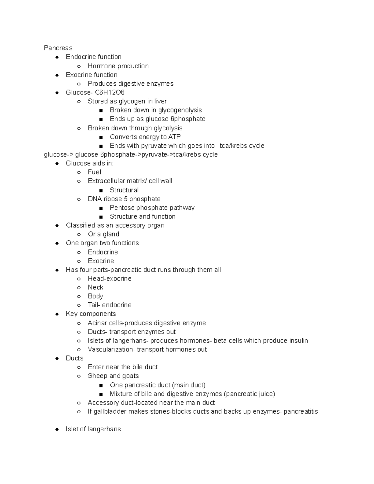 Pancreas GI endocrine - lecture notes for exam 3 - Pancreas Endocrine ...
