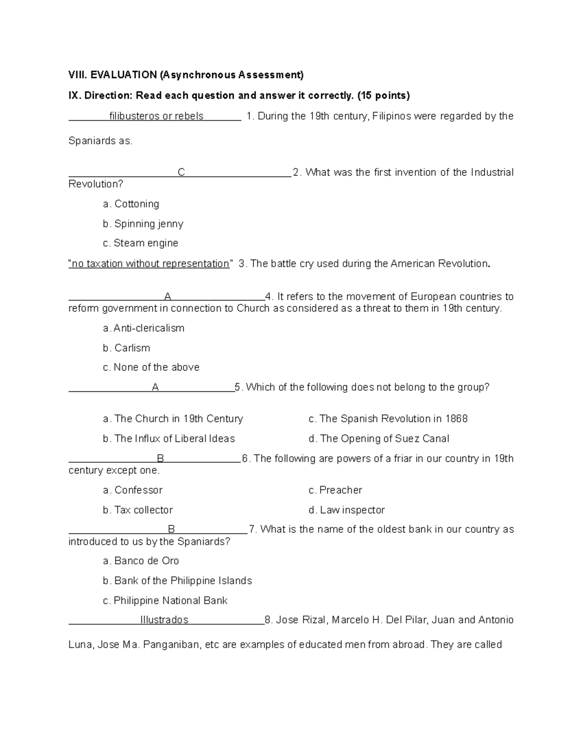 Evaluation Asynchronous Assessment Viii Evaluation Asynchronous