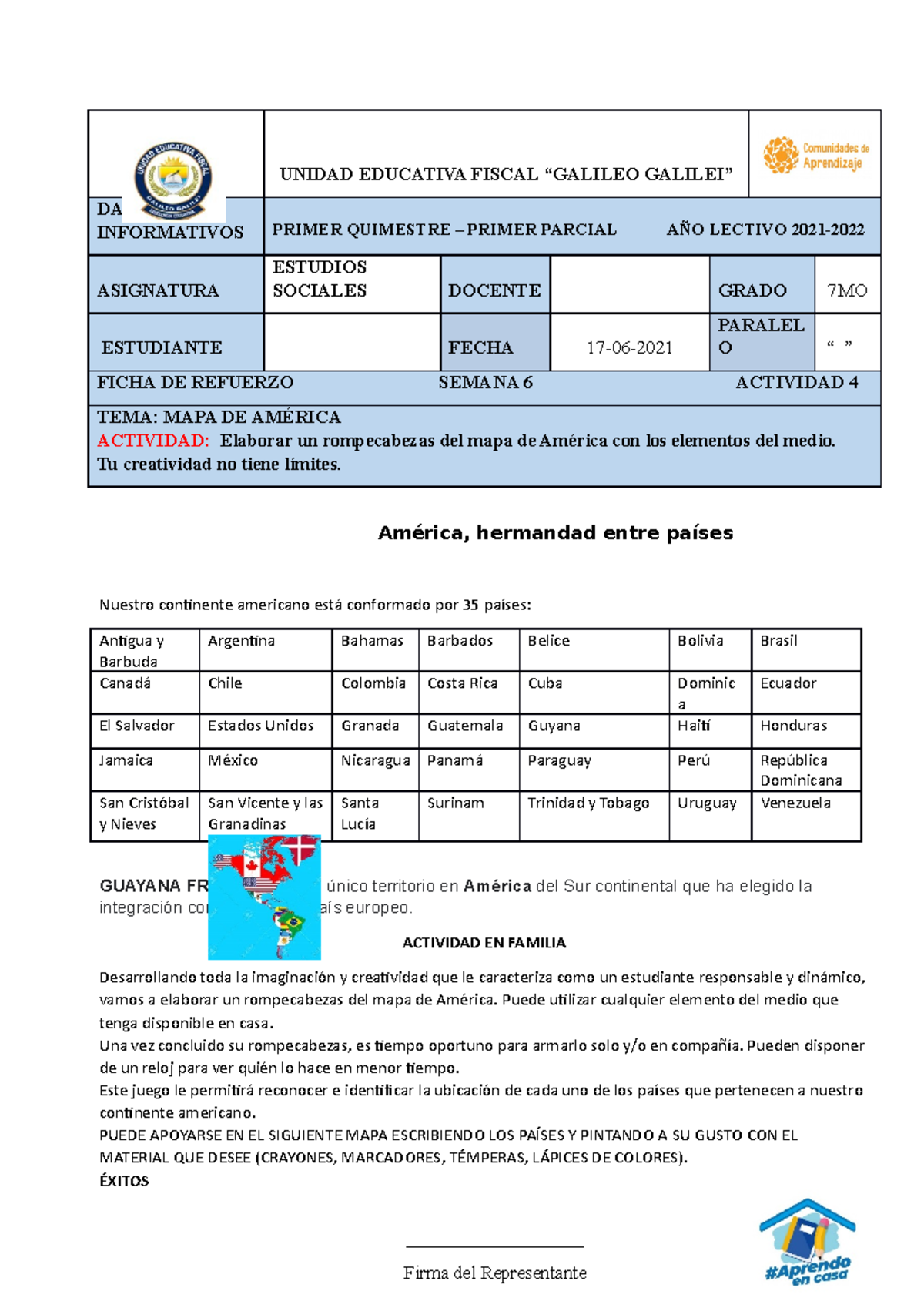 EESS- Actividad DE Refuerzo-4-7mo - UNIDAD EDUCATIVA FISCAL “GALILEO GALILEI” DATOS INFORMATIVOS ...