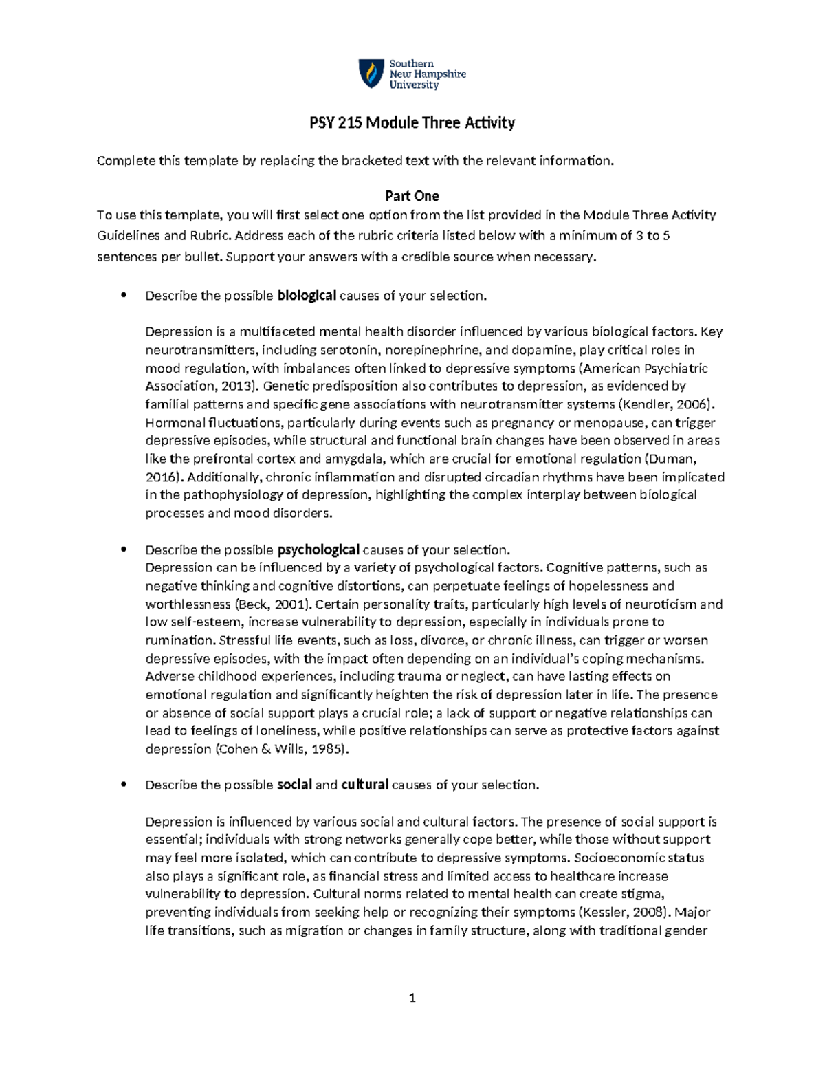 PSY 215 Module Three Activity - PSY 215 Module Three Activity Complete ...