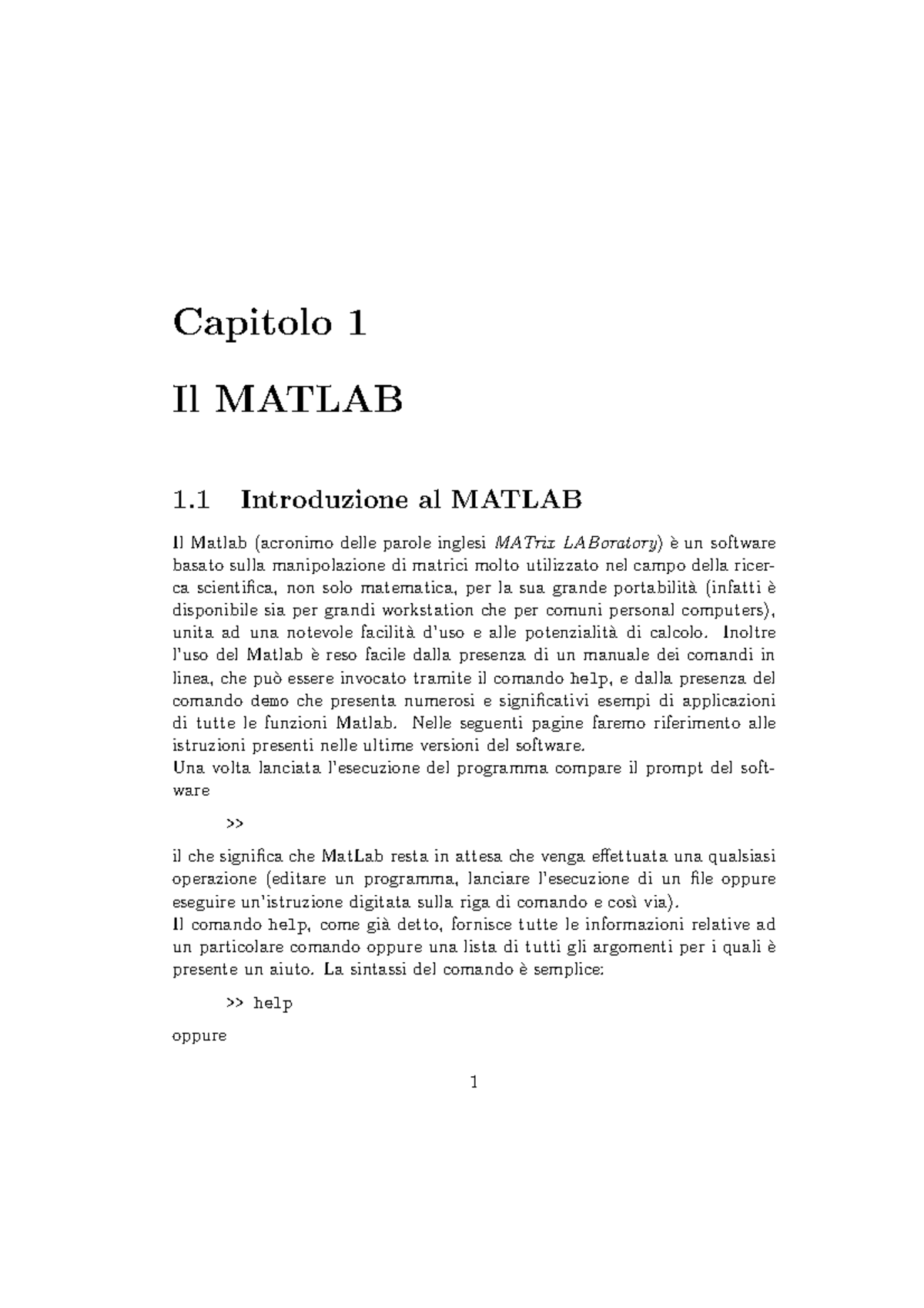 Dispense Matlab - Capitolo 1 Il MATLAB 1 Introduzione al MATLAB Il ...