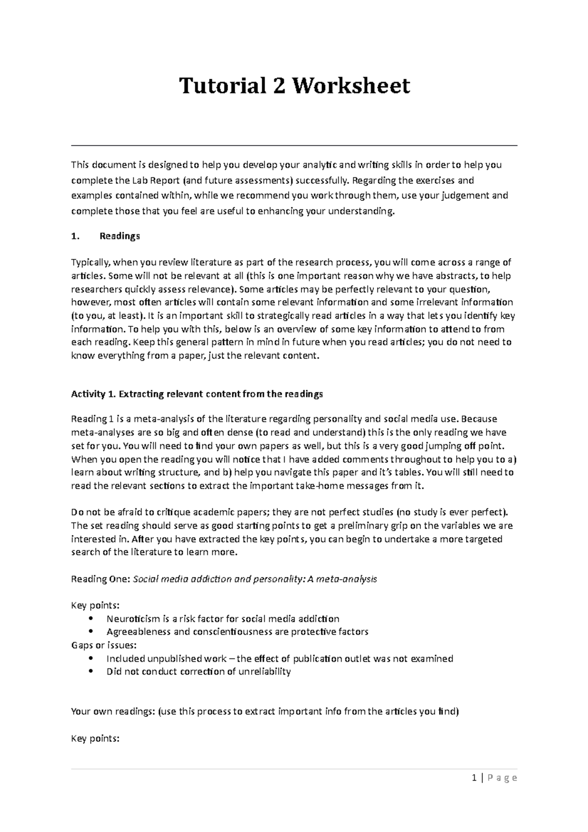 Tutorial 2 worksheet T2 2022 - Tutorial 2 Worksheet This document is ...