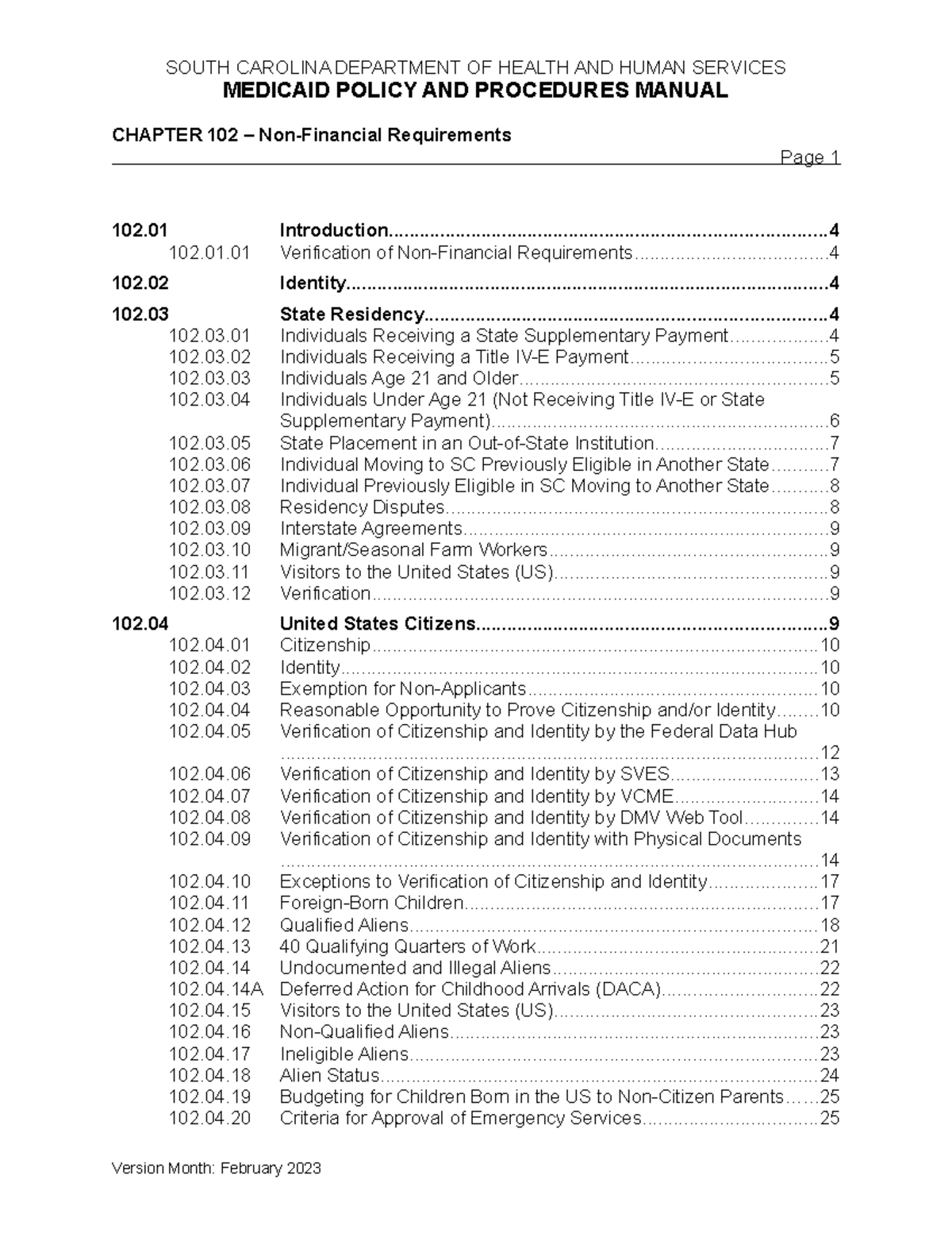 Chapter 102 - Coursework - MEDICAID POLICY AND PROCEDURES MANUAL ...