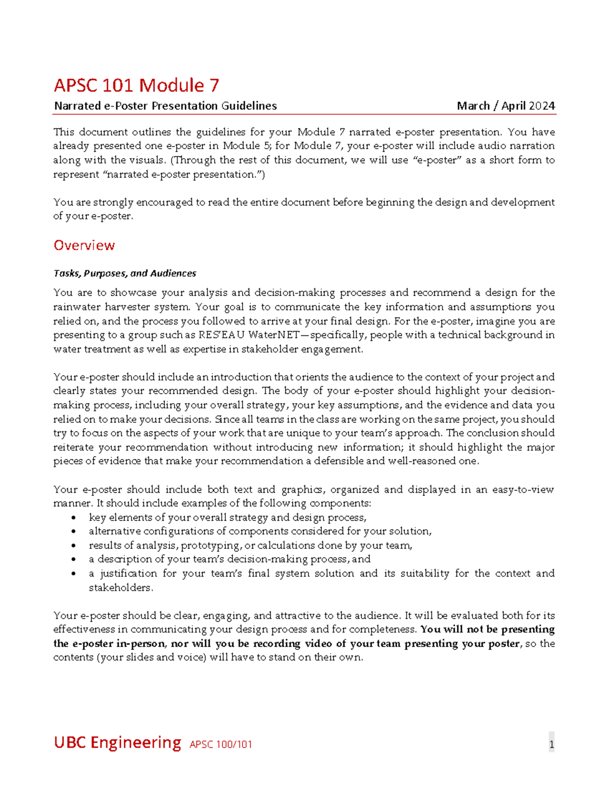 APSC 101 - Module 7 E-Poster Presentation Guidelines - APSC 101 Module ...