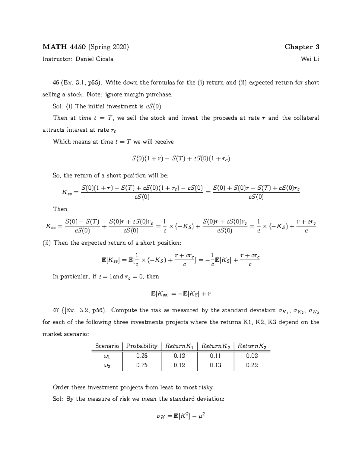 Chapter 3 - The assignment - MATH 4450 (Spring 2020) Chapter 3 ...