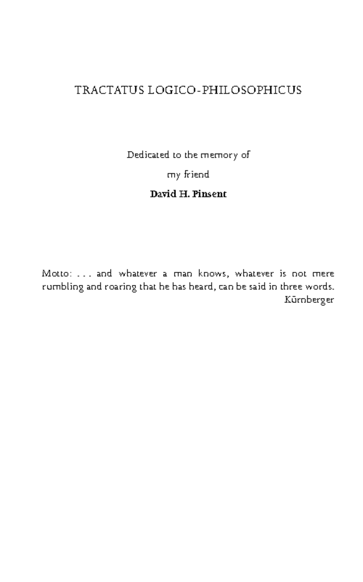 Ludwig Wittgenstein - Tractatus Logico-Philosophicus Extract ...