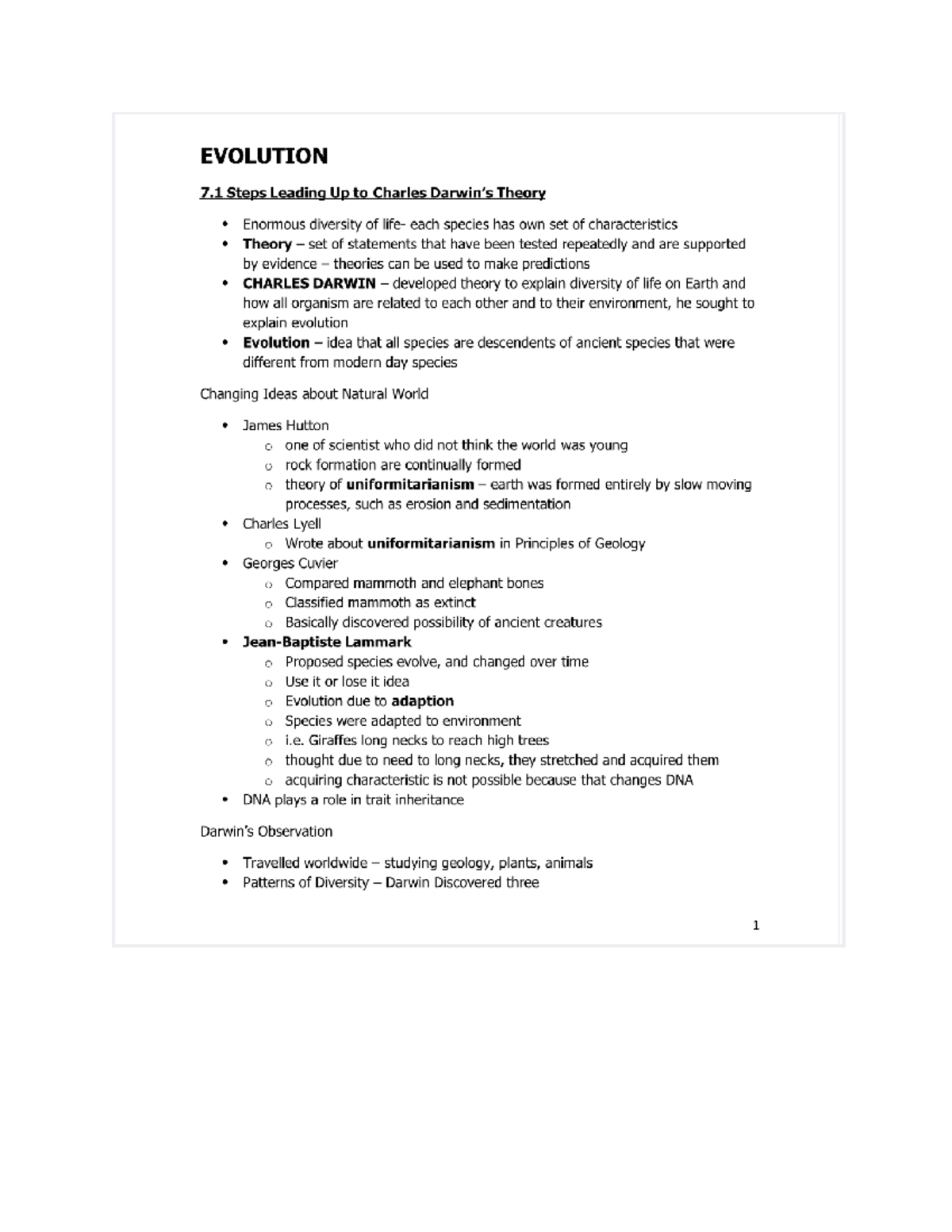 Evoloution - unit summary - Studocu